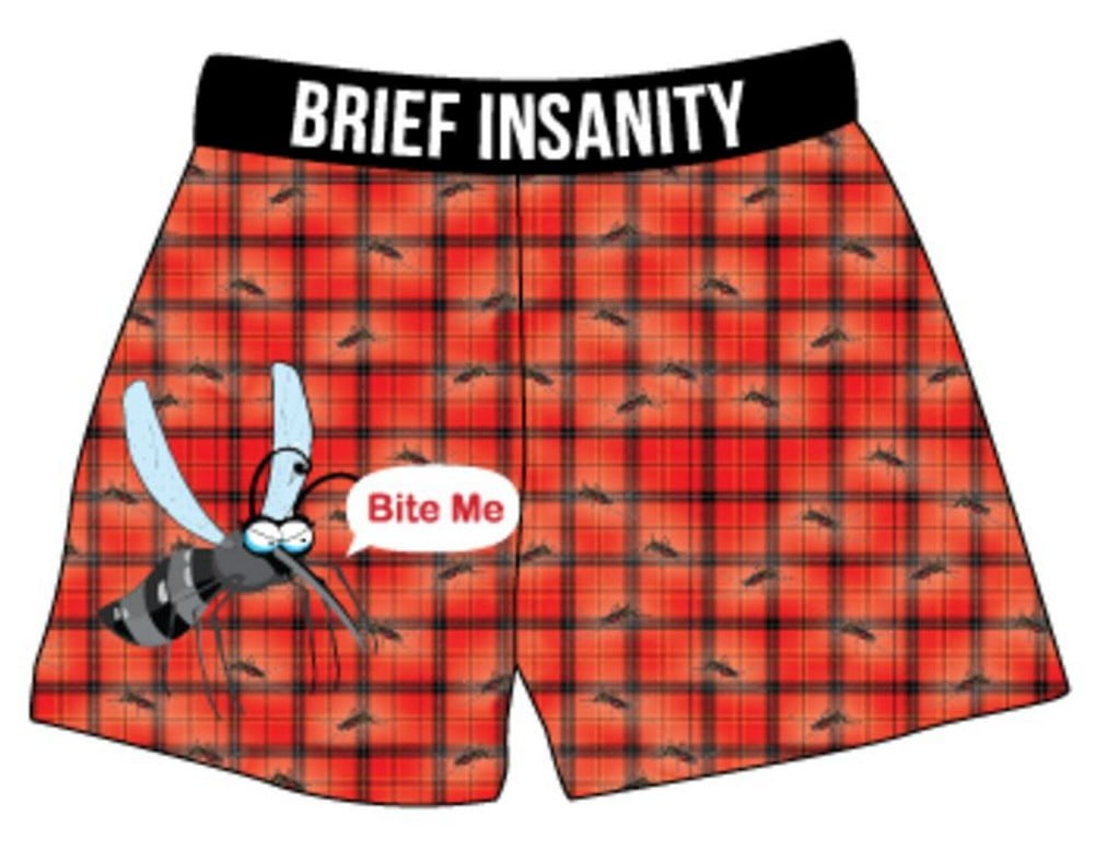 Brief Insanity Men's Bite Me Mosquito Commando Boxer Shorts Underwear ...