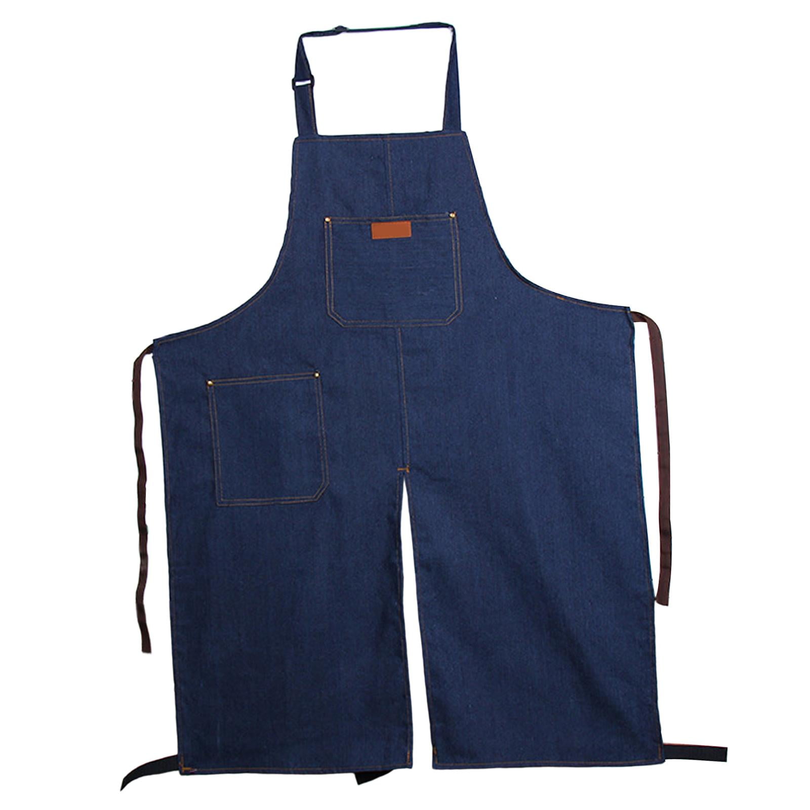 Brief Pottery Denim Split Leg Apron Washable Sweat Absorption ...