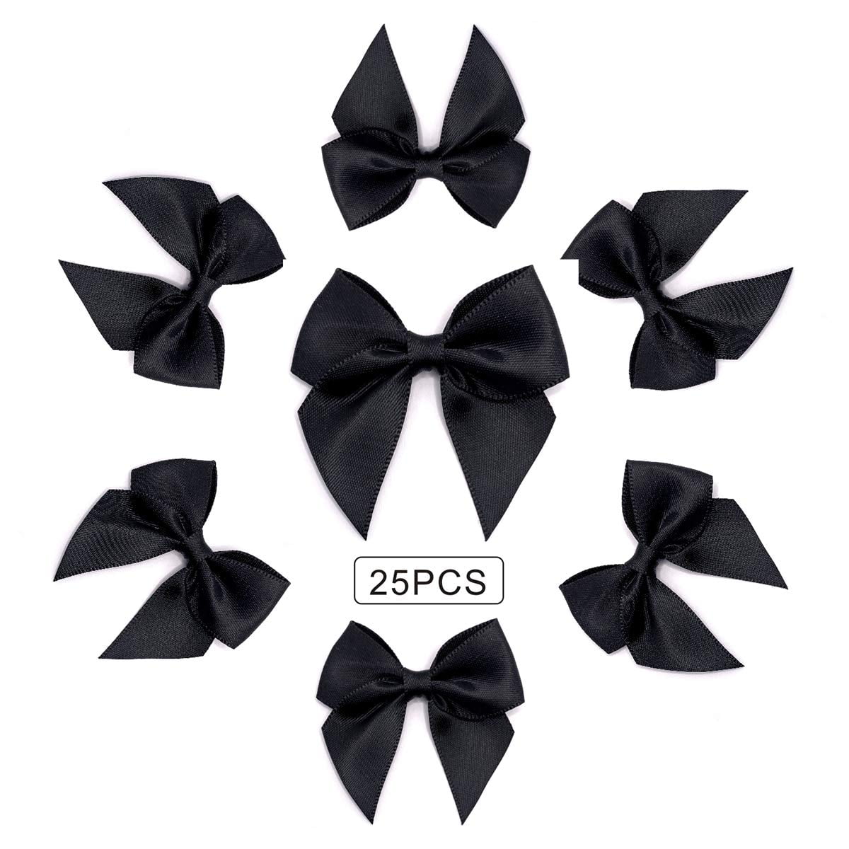 Briefix 25 Pieces Mini Satin Ribbon Bows with Removable Sticky Gel Pads (Black) - Walmart.com