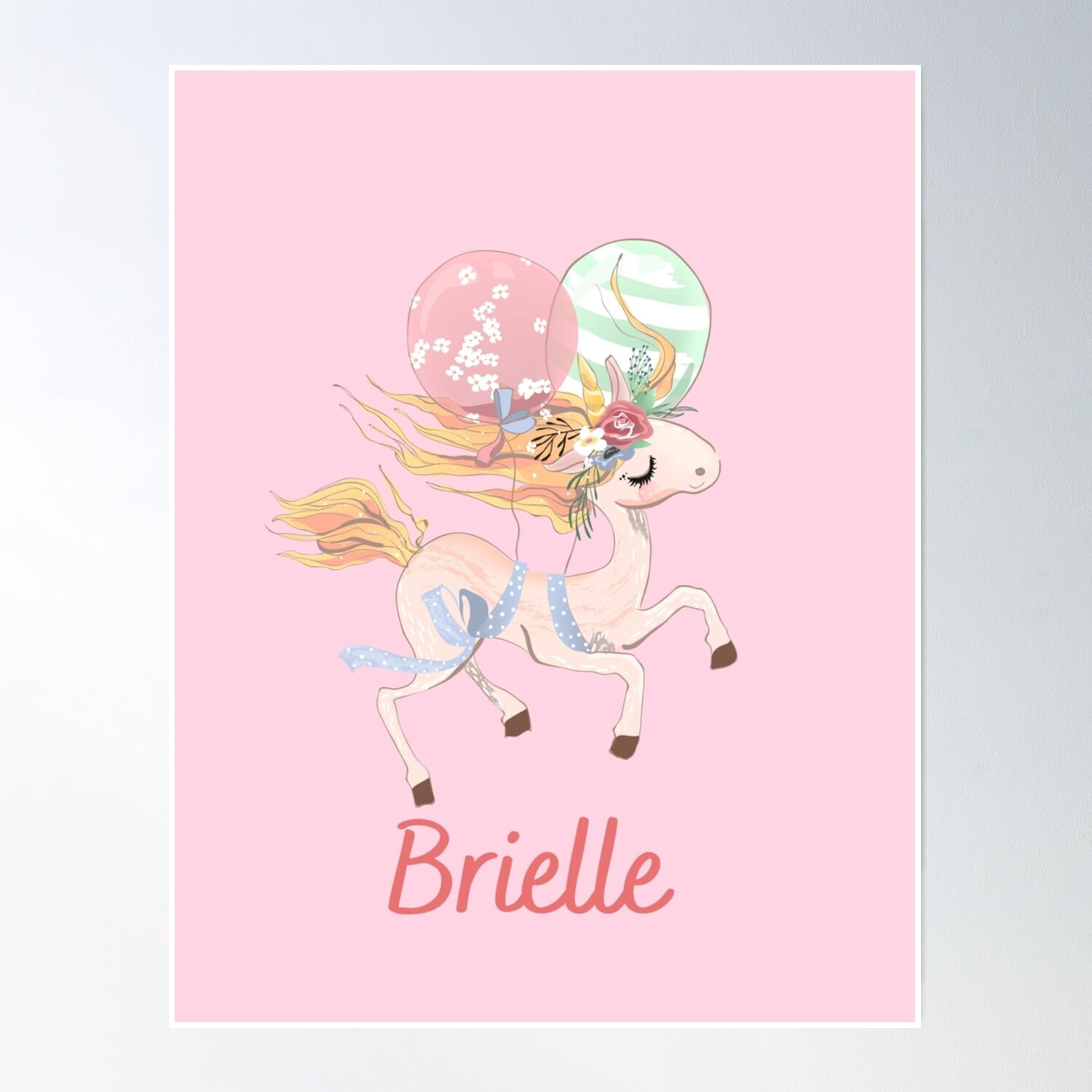 Brielle Carrousel Horse Girls Name Poster Wall Art, Modern Wall Decor ...