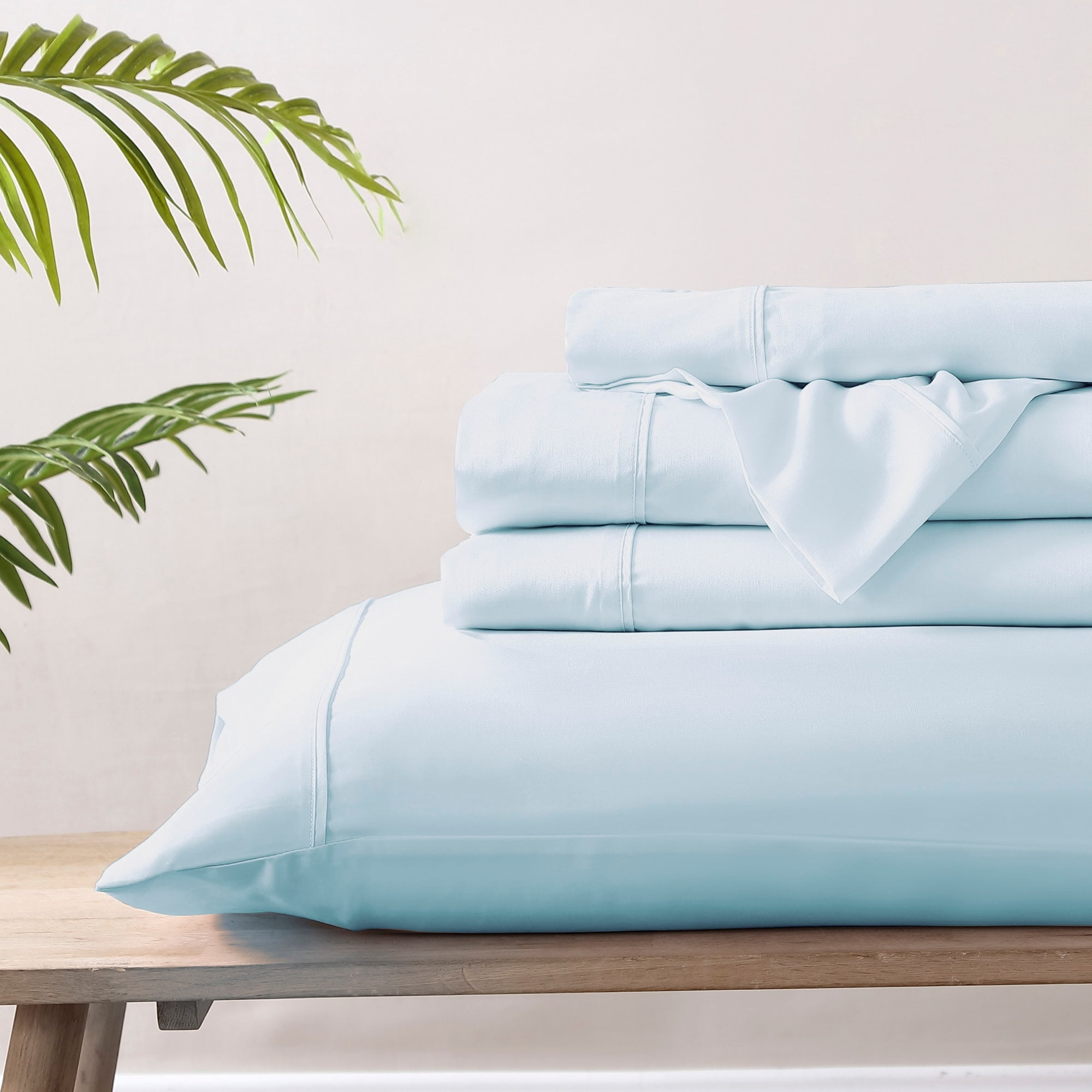Brielle Home 300 Thread Count TENCEL Lyocell Sateen Sheet Set Light ...