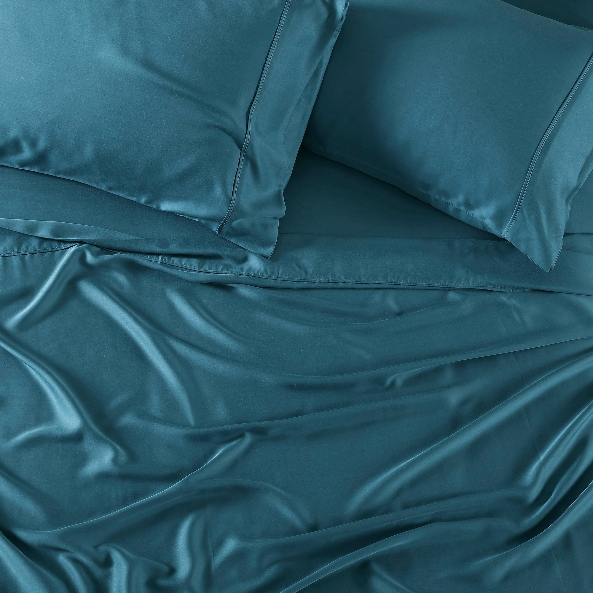 Brielle Home 300 Thread Count TENCEL Lyocell Sateen Sheet Set Teal King ...