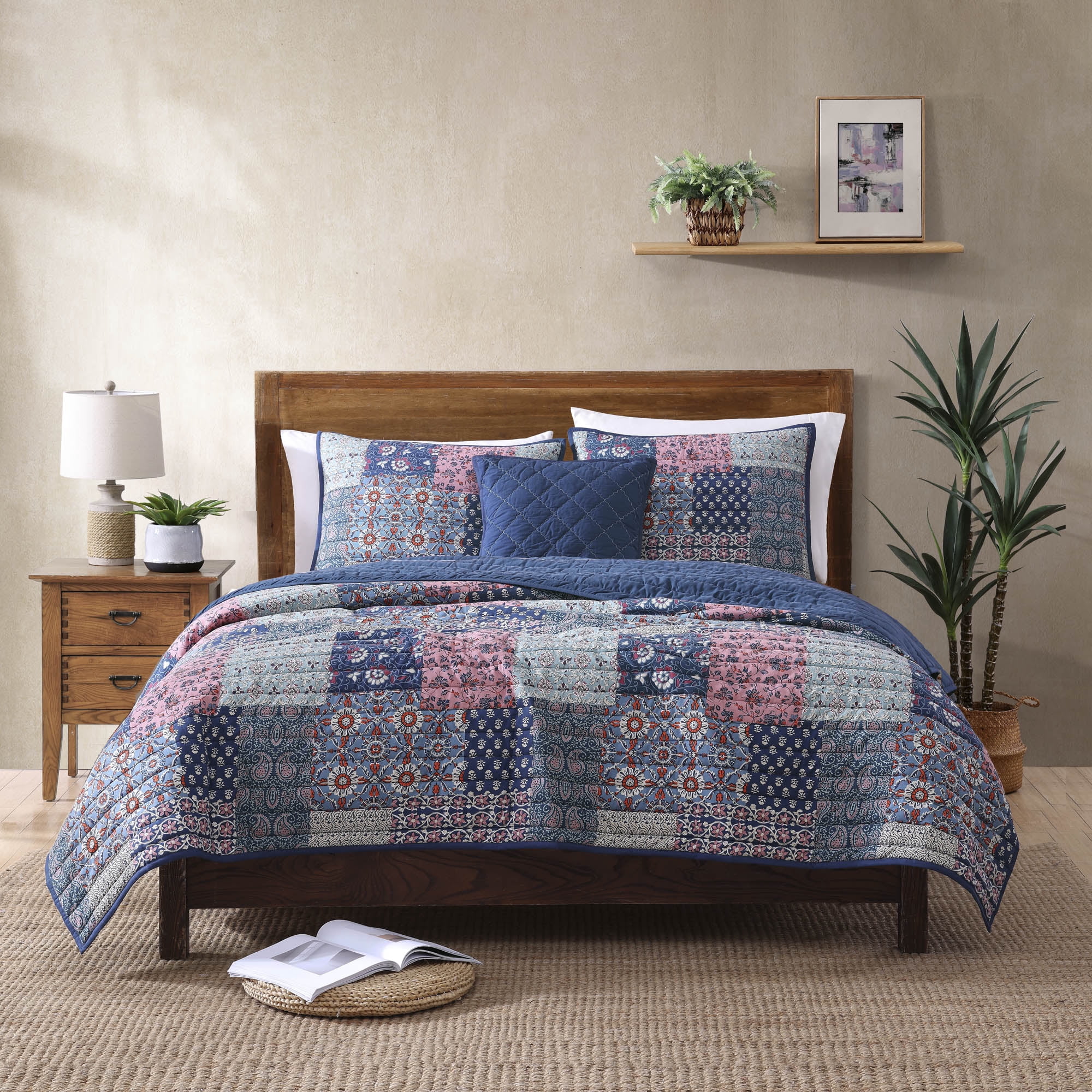 Brielle Home Indira Reversible Patchwork Quilt Set Twin - Walmart.com