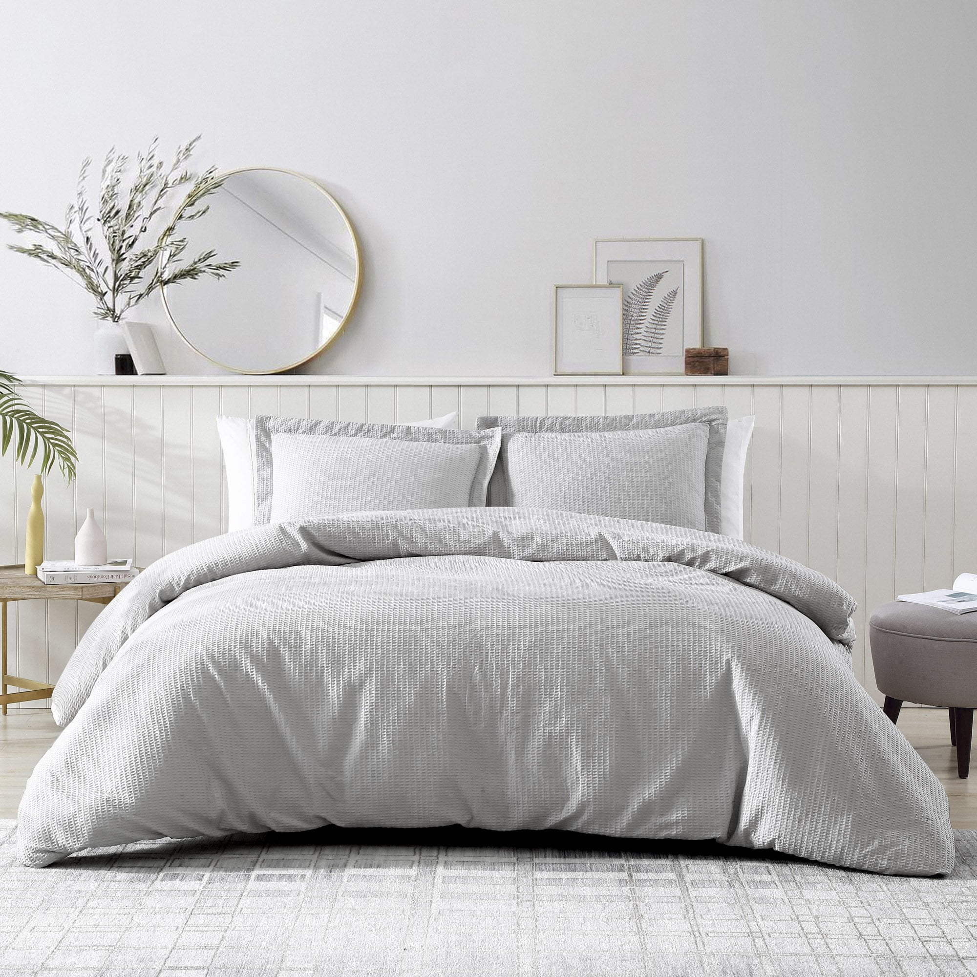 Brielle Home Pierce Waffle 100% Cotton 3 Piece Comforter Set - Walmart.com