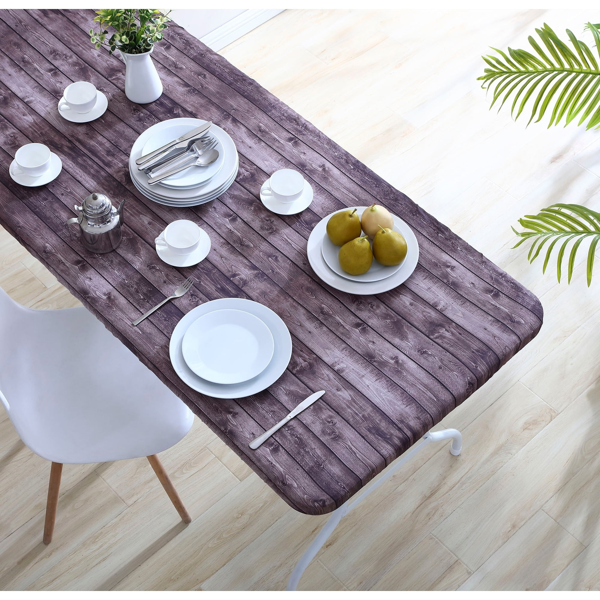 Brielle Home Printed Fabric Table Cover, Distressed Wood, 30x72 ...