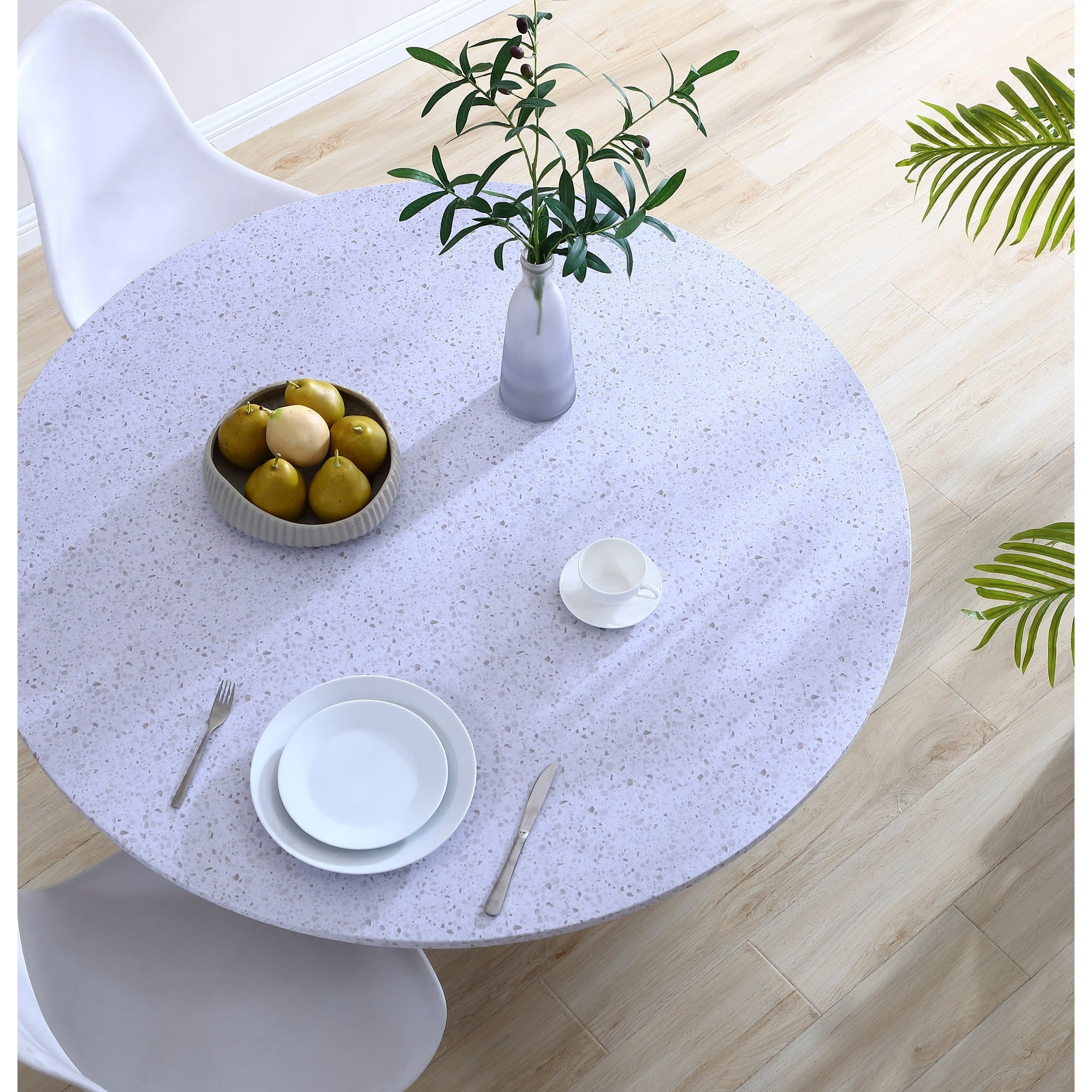 Brielle Home Printed Fabric Table Cover Terrazzo 48" Round Round ...