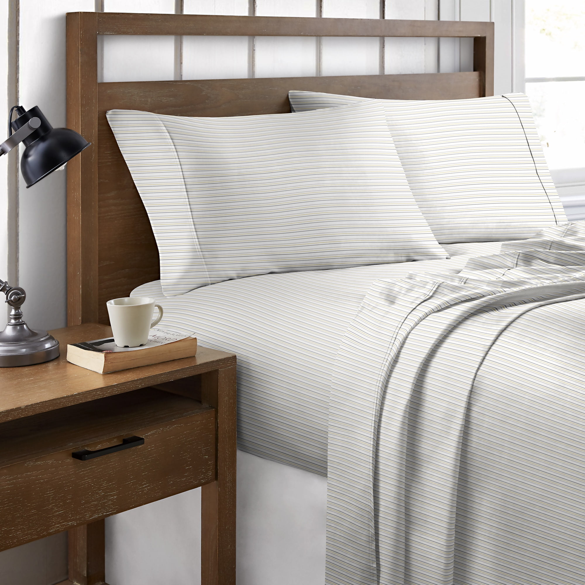 Brielle Home Percale Cotton Sheet Set, Floral, Striped, Paisley, Twin ...