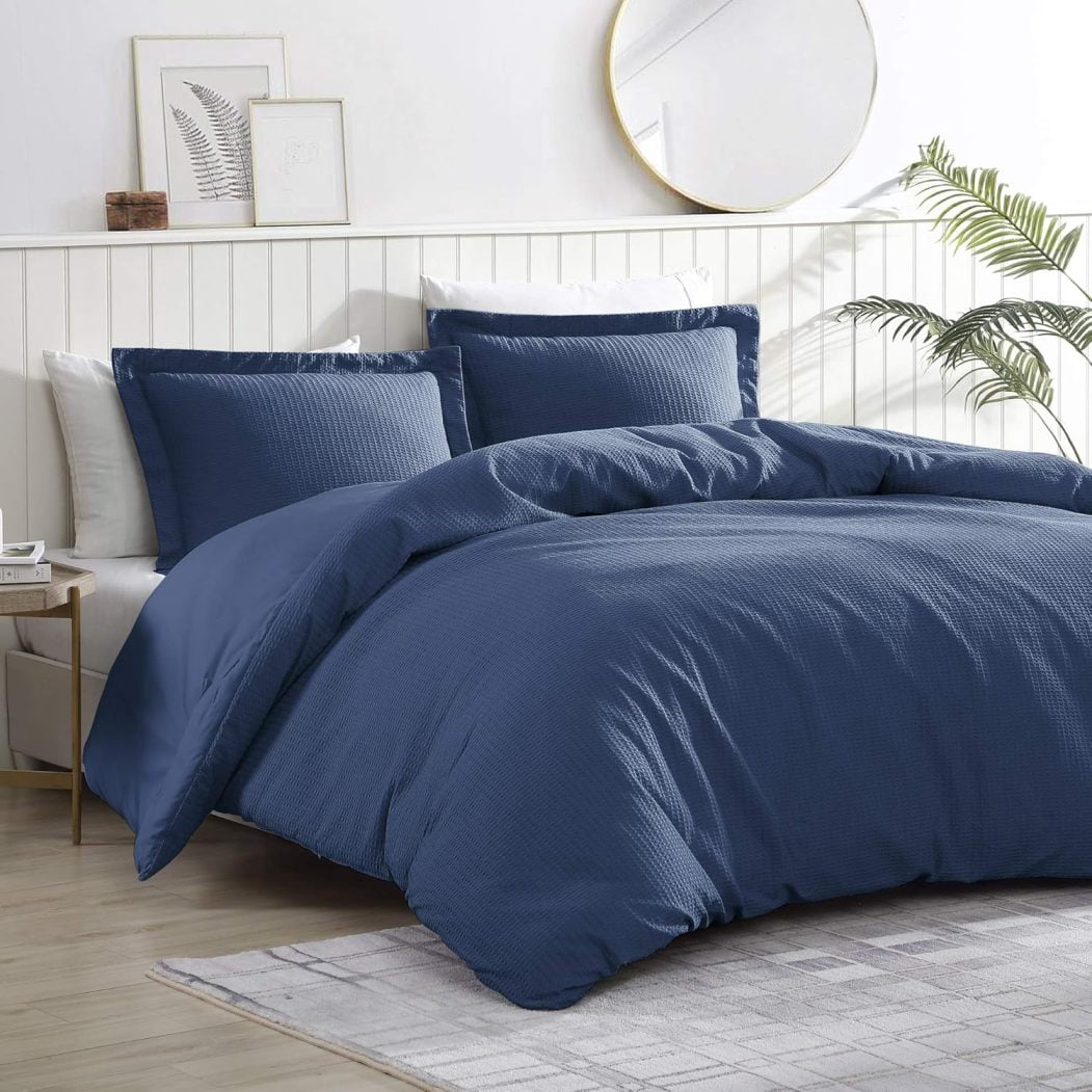 Brielle Pierce Solid 100% Cotton Soft Waffle Textured Comforter Set ...