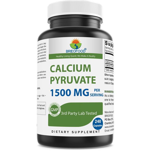 Brieofood Calcium Pyruvate 1500mg per Serving - 240 Vegetarian Capsules ...