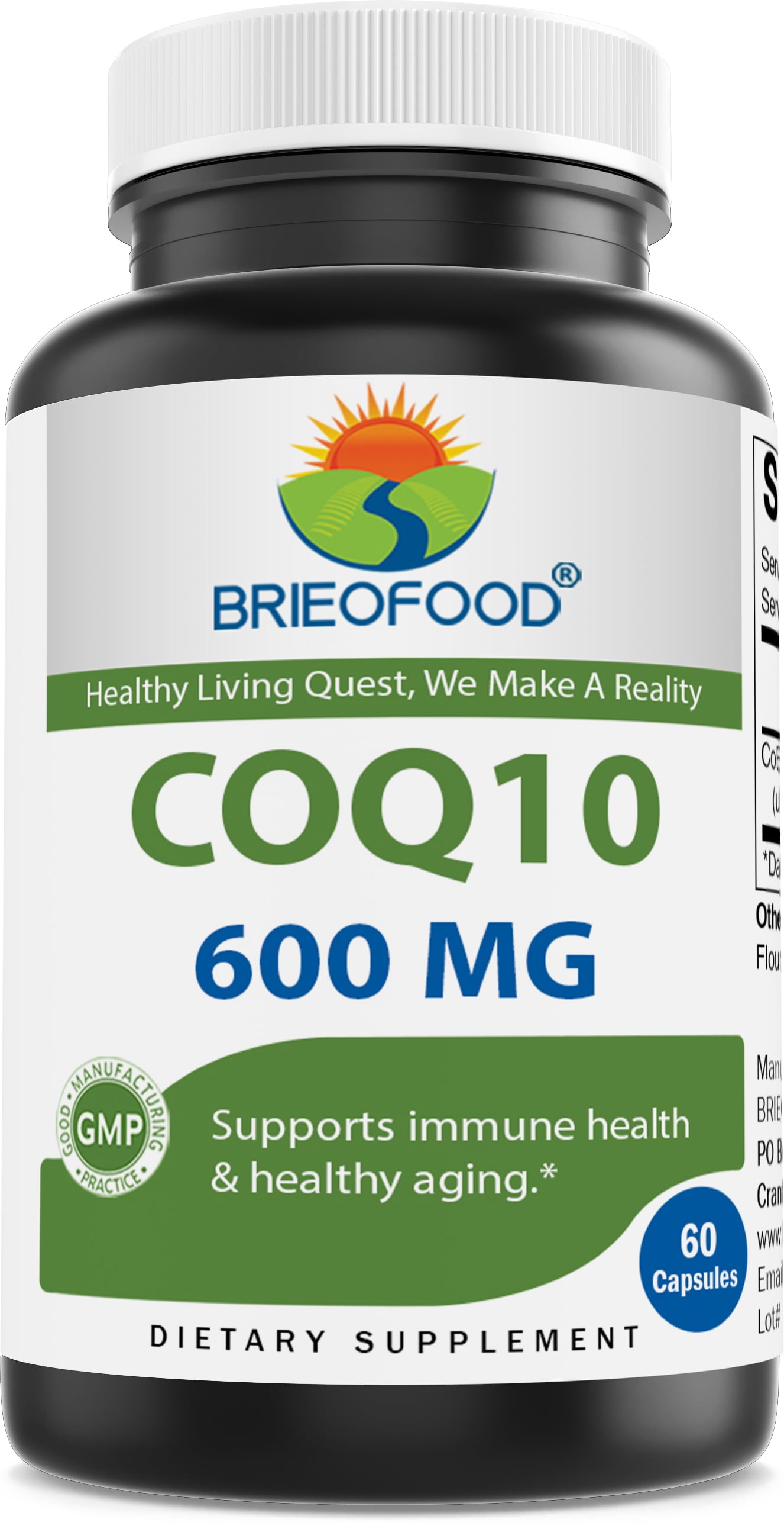 Brieofood CoQ10 600 mg per Capsule - Heart Health Support - 60 Count ...