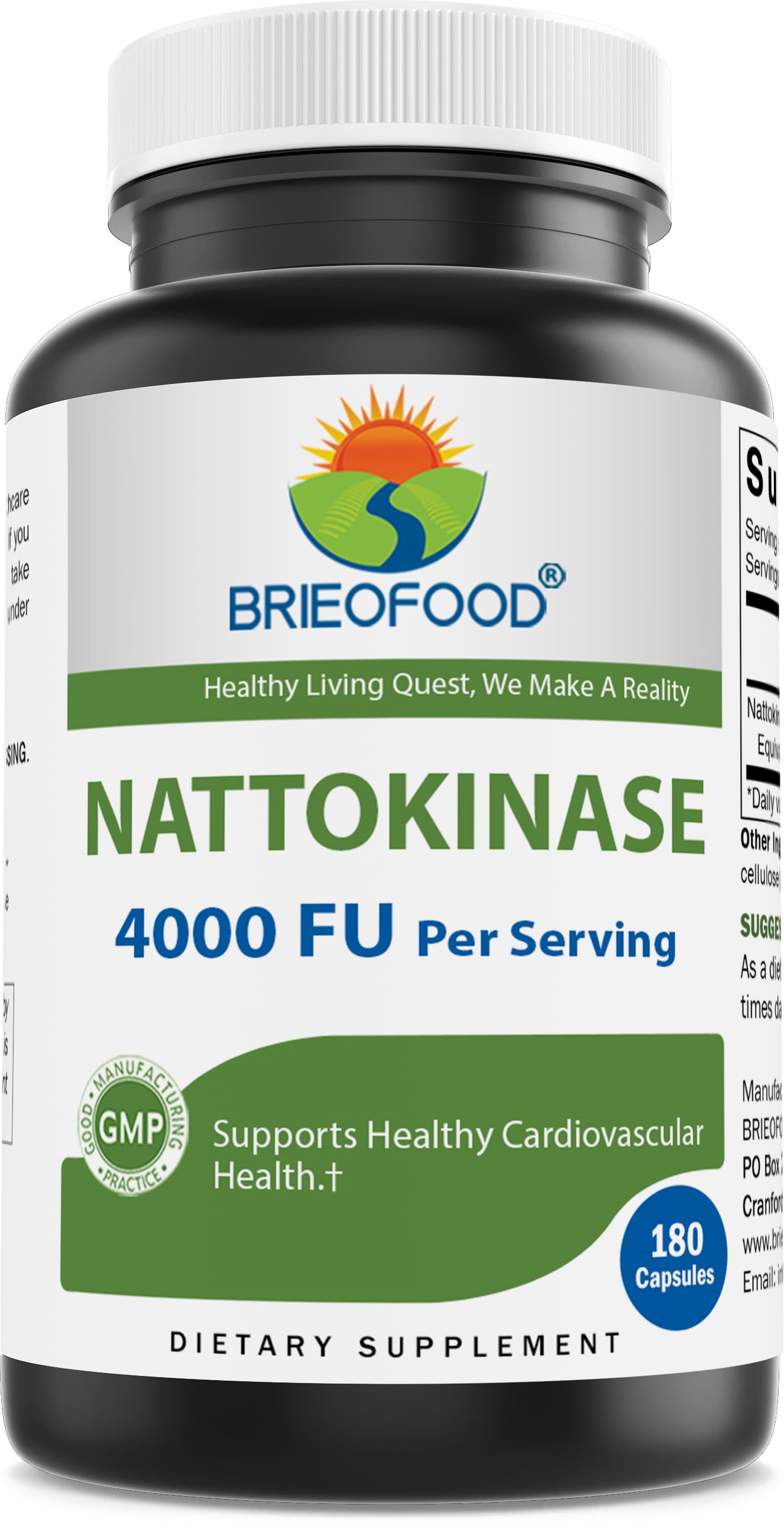 Brieofood Nattokinase 4,000 FU (Fibrinolytic Unit) per Serving - 180 ...