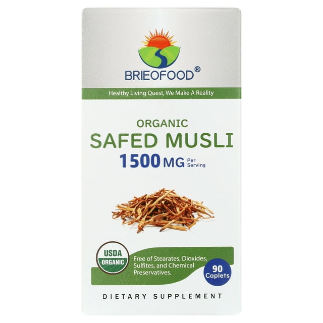Brieofood Organic Safed Musli Dietary Pills, 1500mg, 45 Servings ...