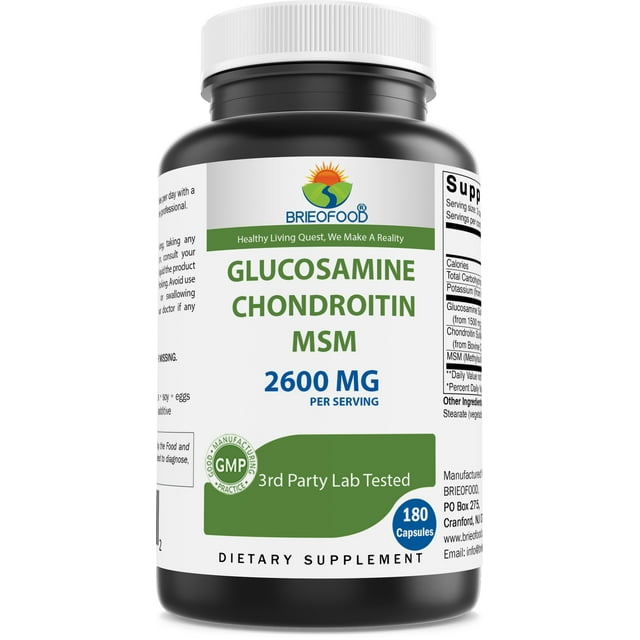 Brieofood Triple Strength Glucosamine Chondroitin MSM 2600mg Capsules ...
