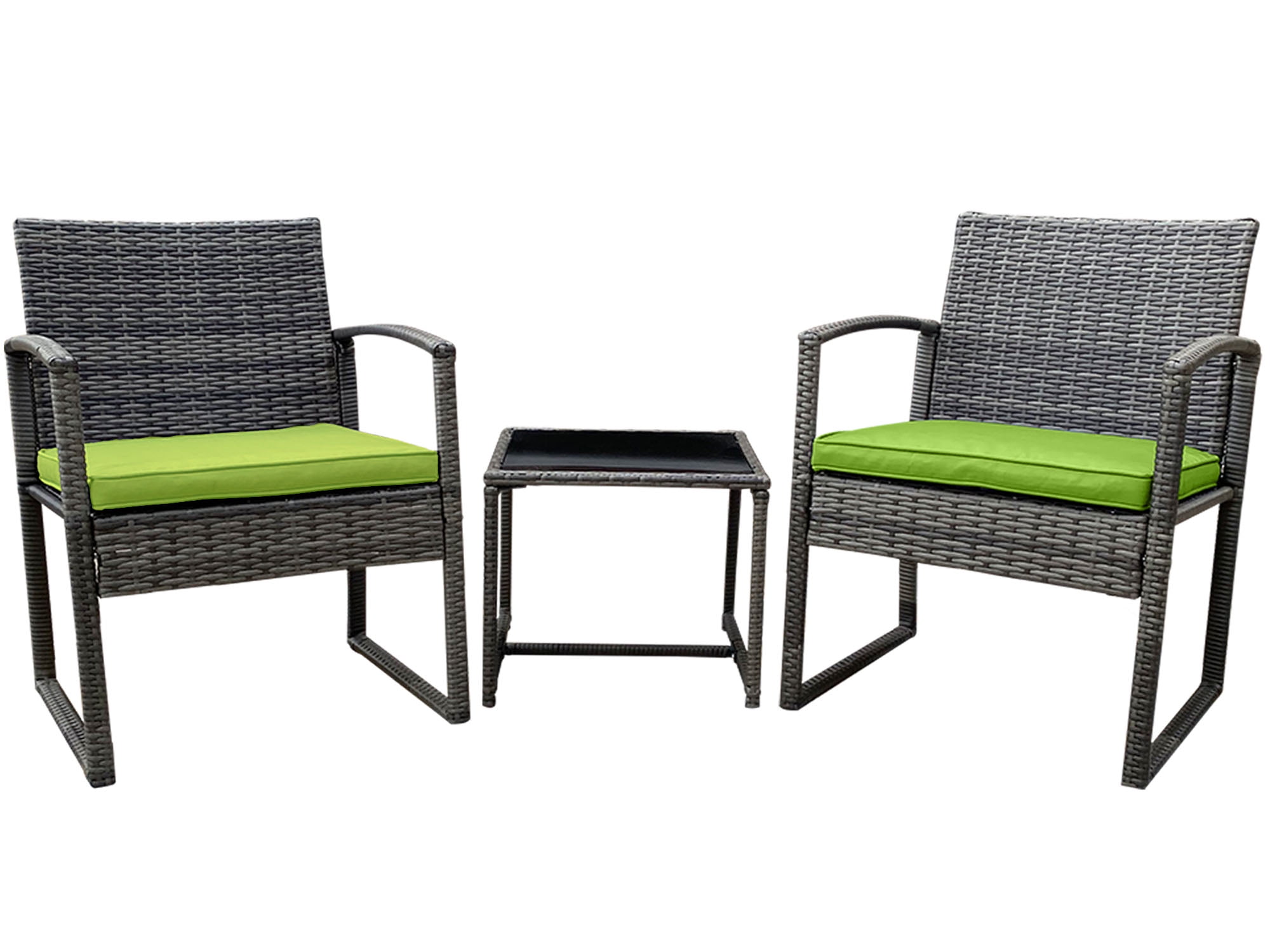 Brier 3-Piece Rattan Unwinding Furniture Set -Two Soft Cushion Sitting ...