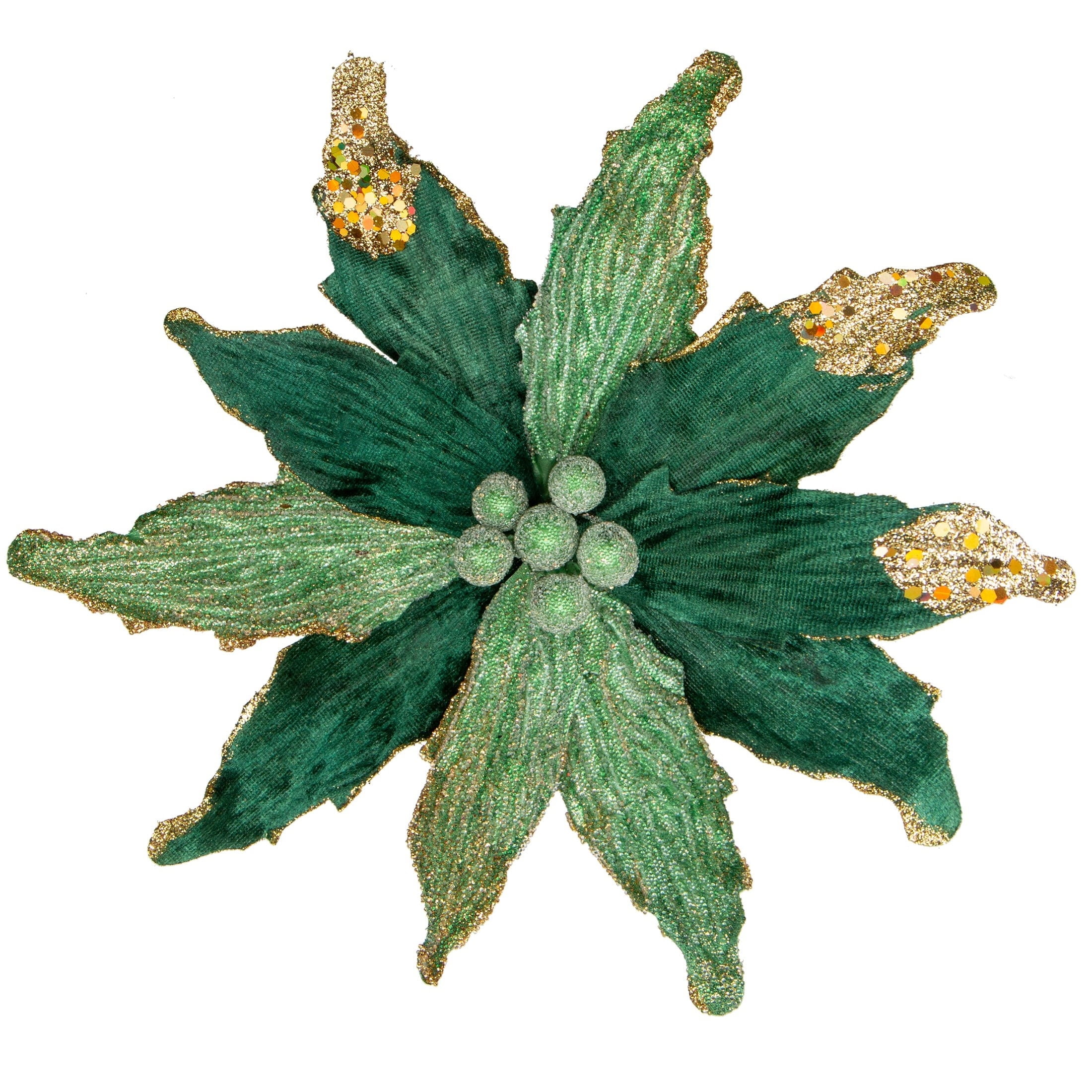 Briful 12'' Large Heads Christmas Glitter Poinsettia Flowers Christmas ...