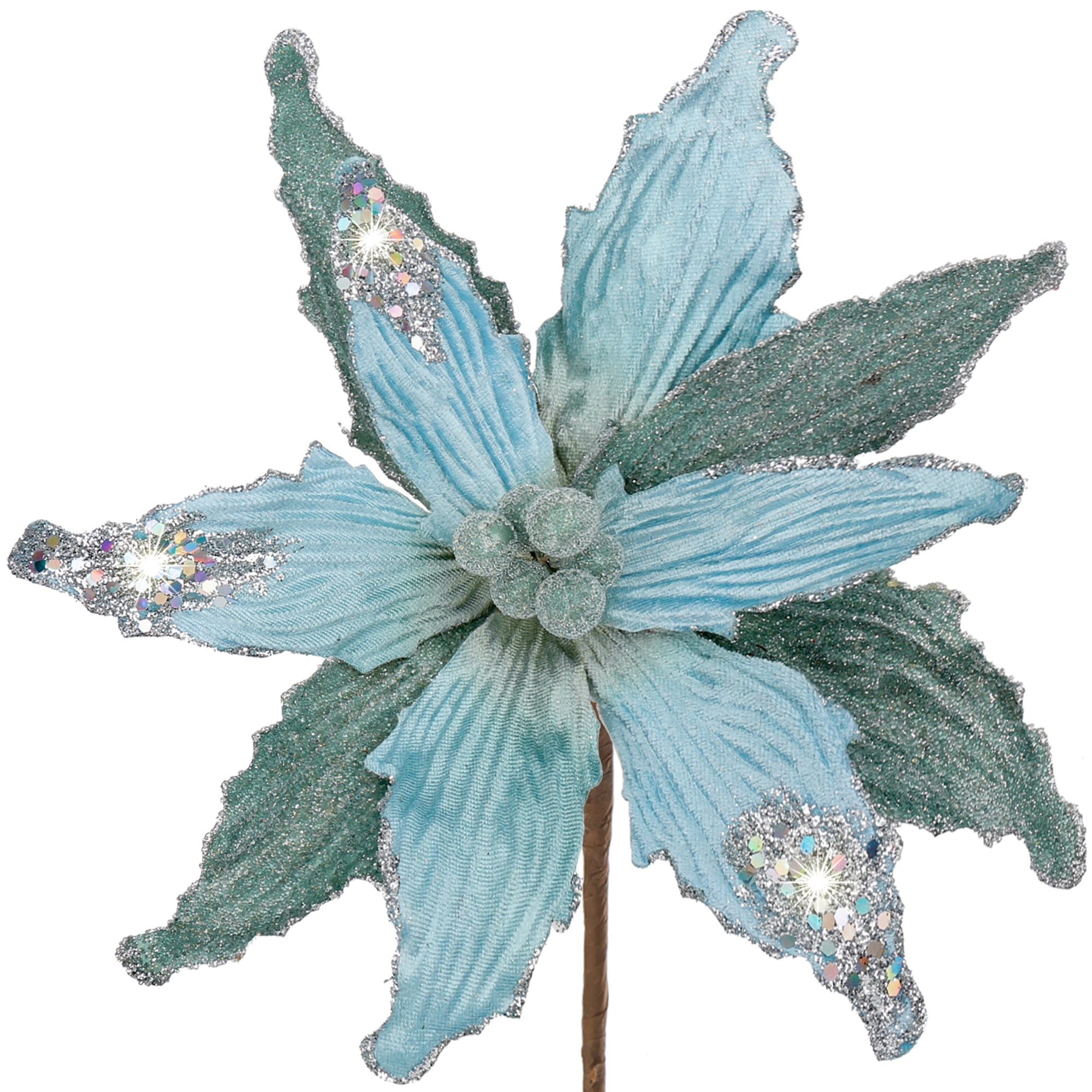 Briful 12'' Large Heads Christmas Glitter Poinsettia Flowers Christmas ...