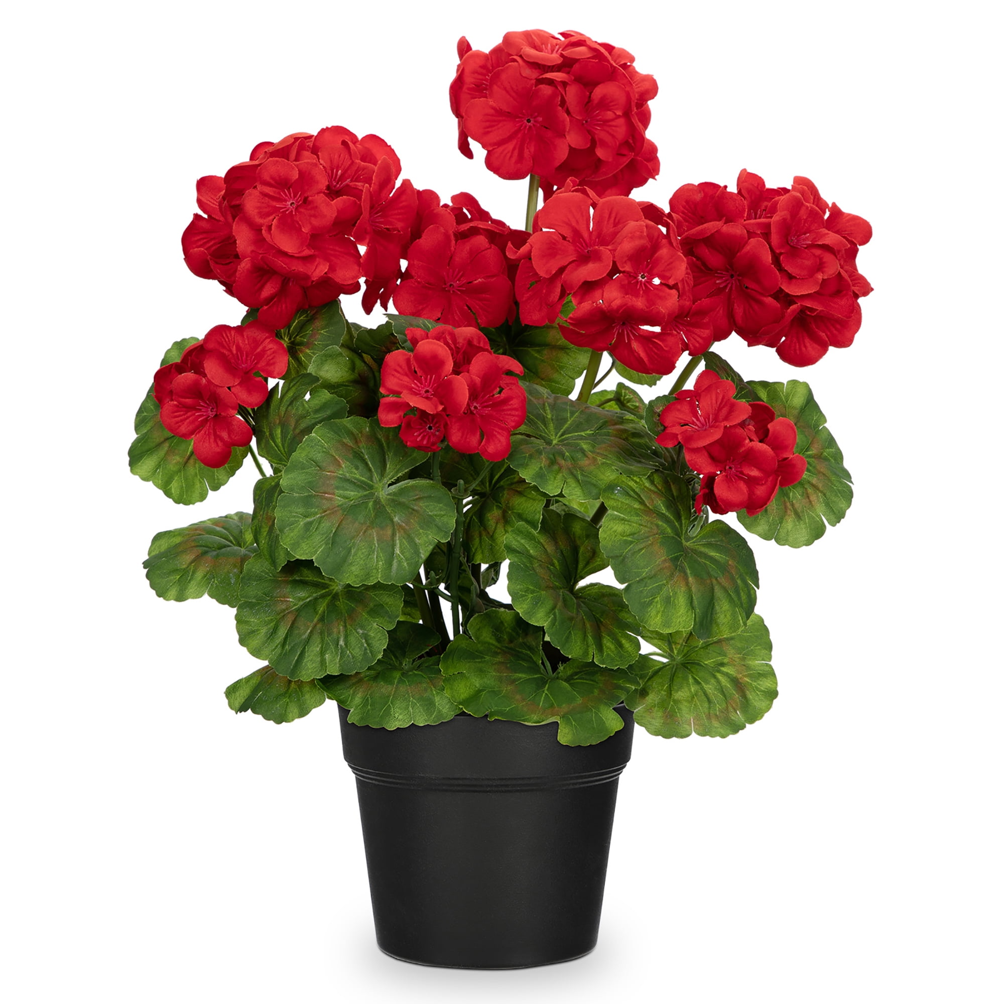 Briful 16" Artificial Geranium Flower Potted Plant Realistic Silk Red ...