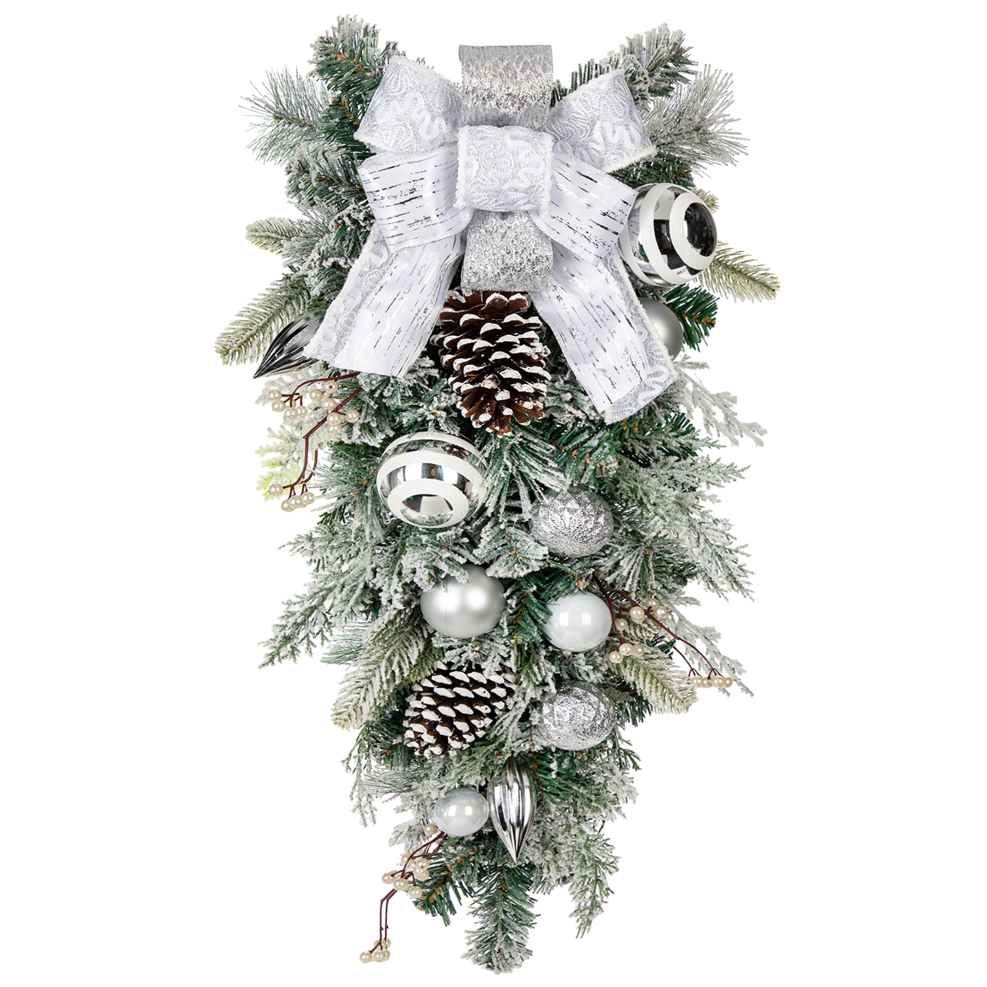Briful 30" Christmas Artificial Winter Swag Garland for Front Door ...
