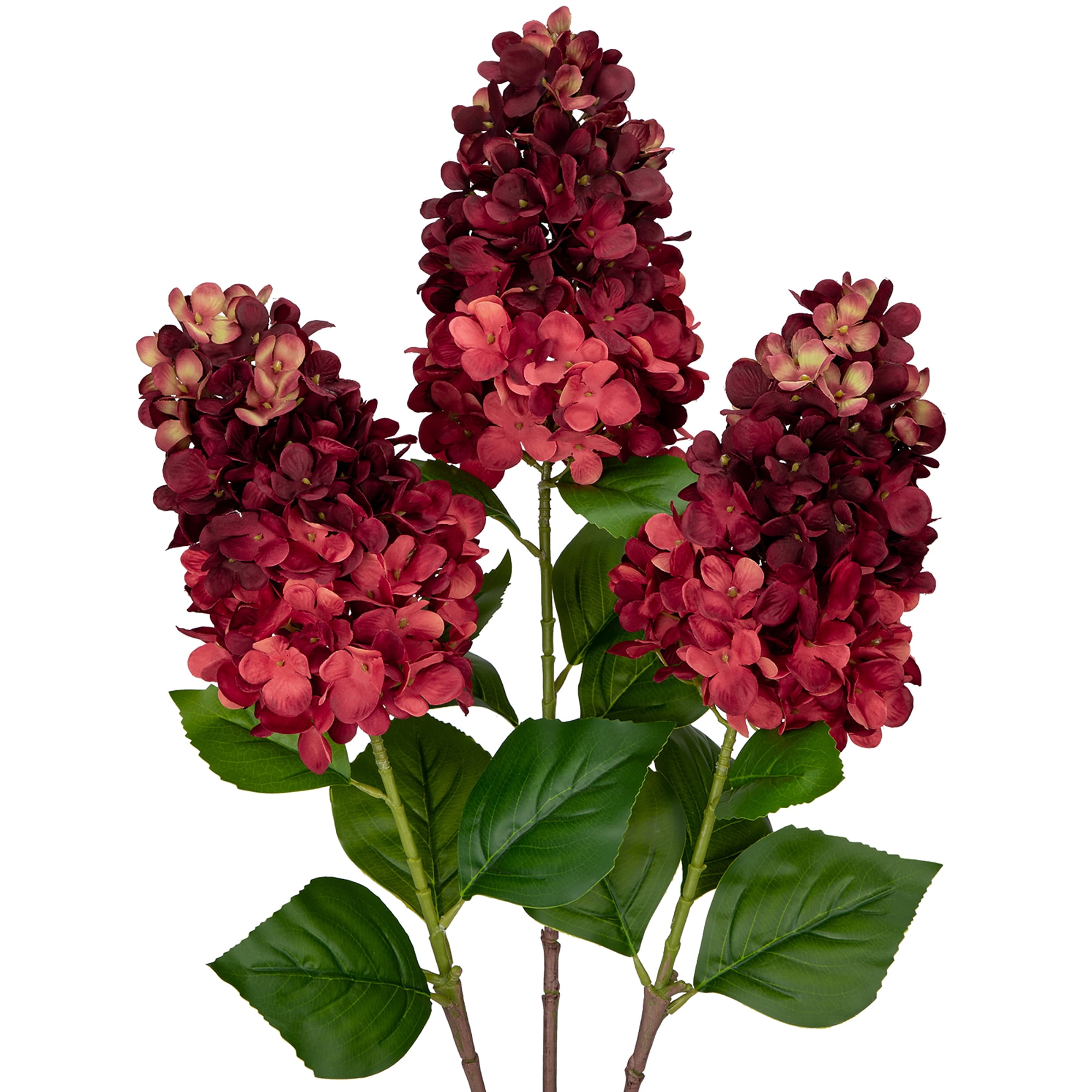 Briful 3PCS Artificial Red Hydrangea Flowers 28" Long Stem Silk Faux ...