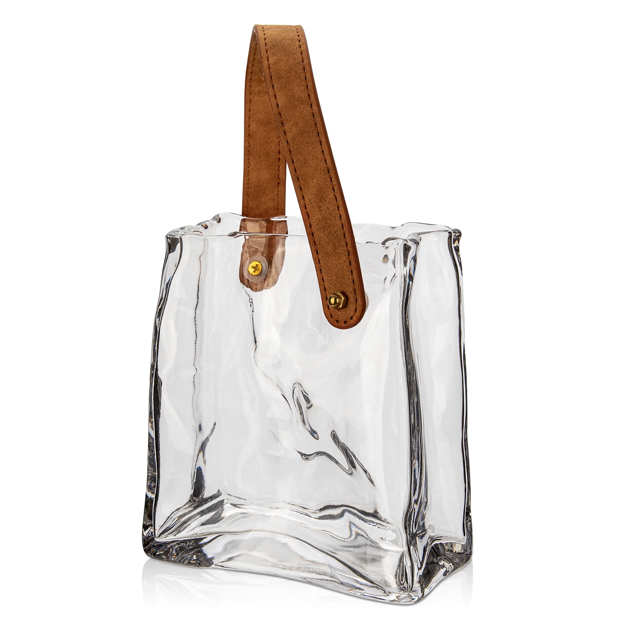 Briful Glass Purse Vase for Flowers Clear Vases for Centerpieces Glass ...