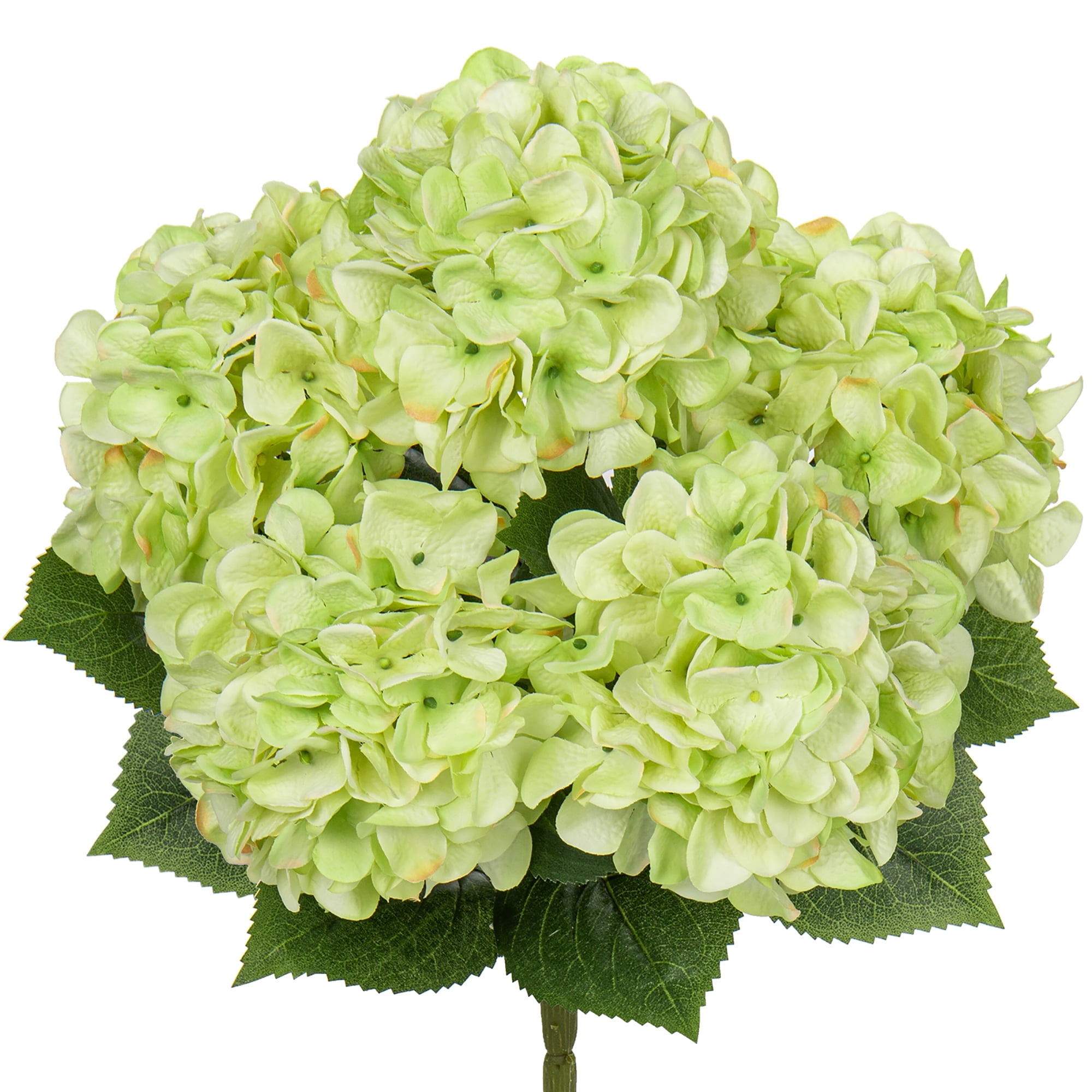 Briful Green Hydrangea Artificial Flower 5 Large Flower Heads Silk Faux ...
