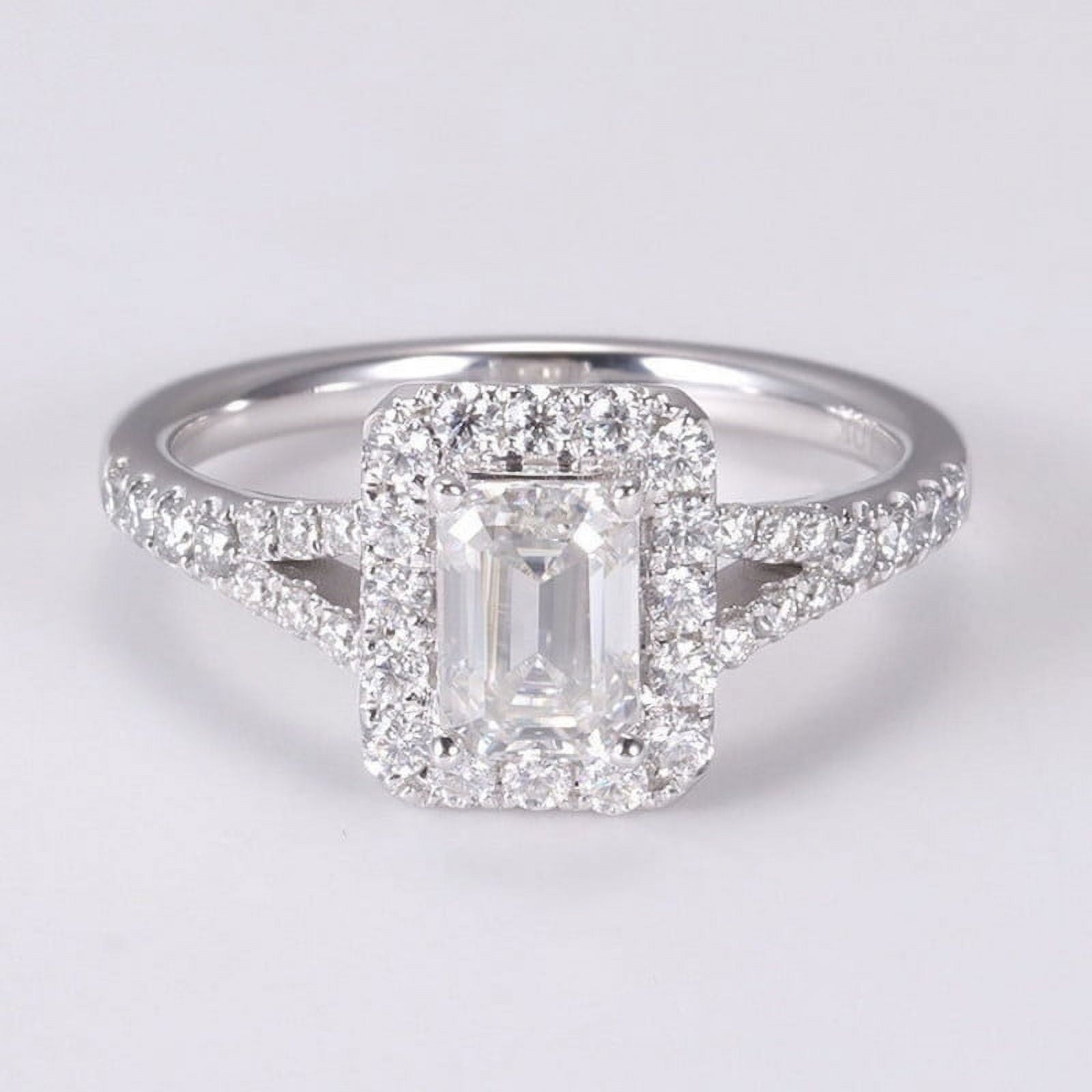 Brig Jewel 1.3 Ct Radiant Cut Diamond Prong Set Ring - 14K White Gold ...