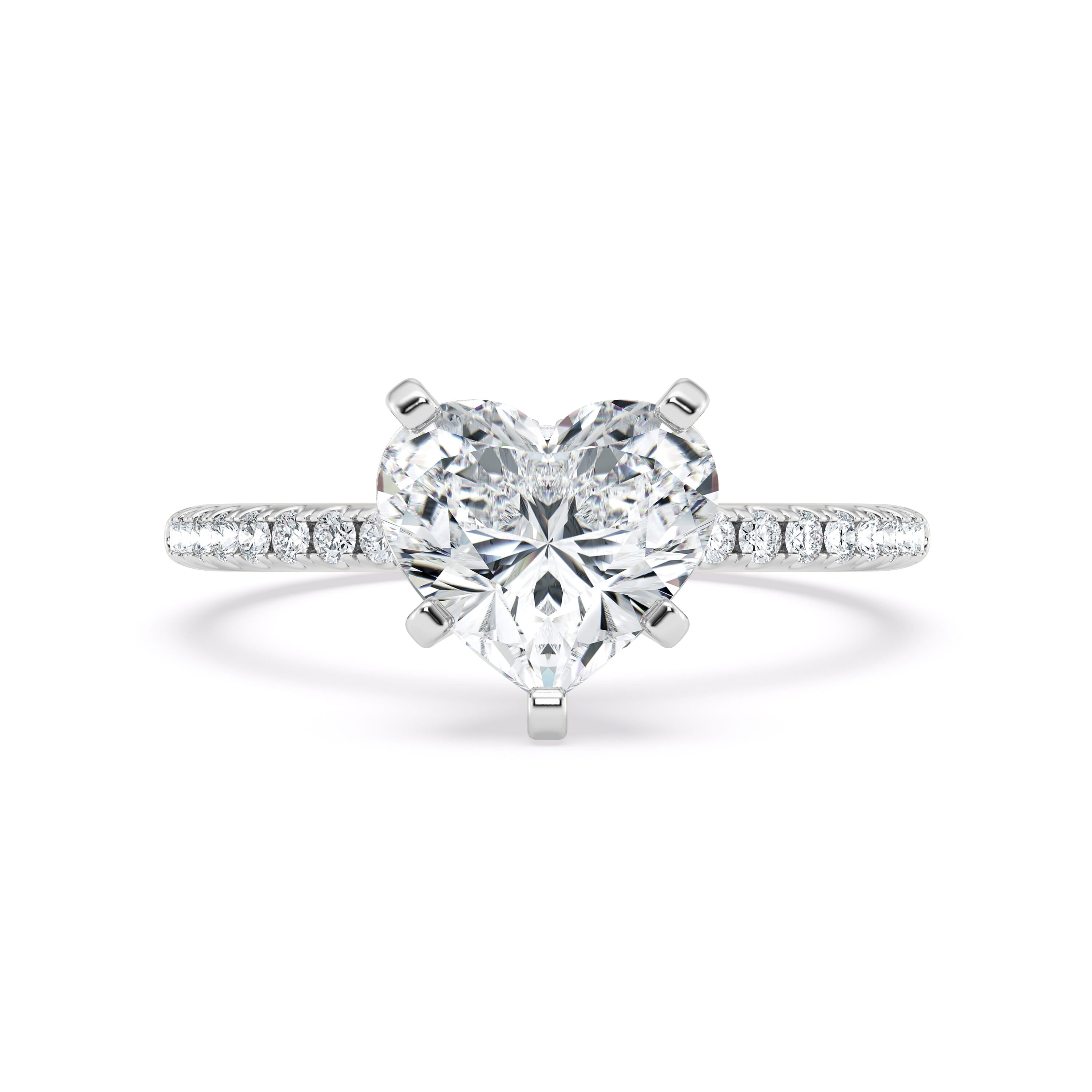 Brig Jewel 1.4 Ct Heart Cut Moissanite Engagement Ring - 14K White Gold ...