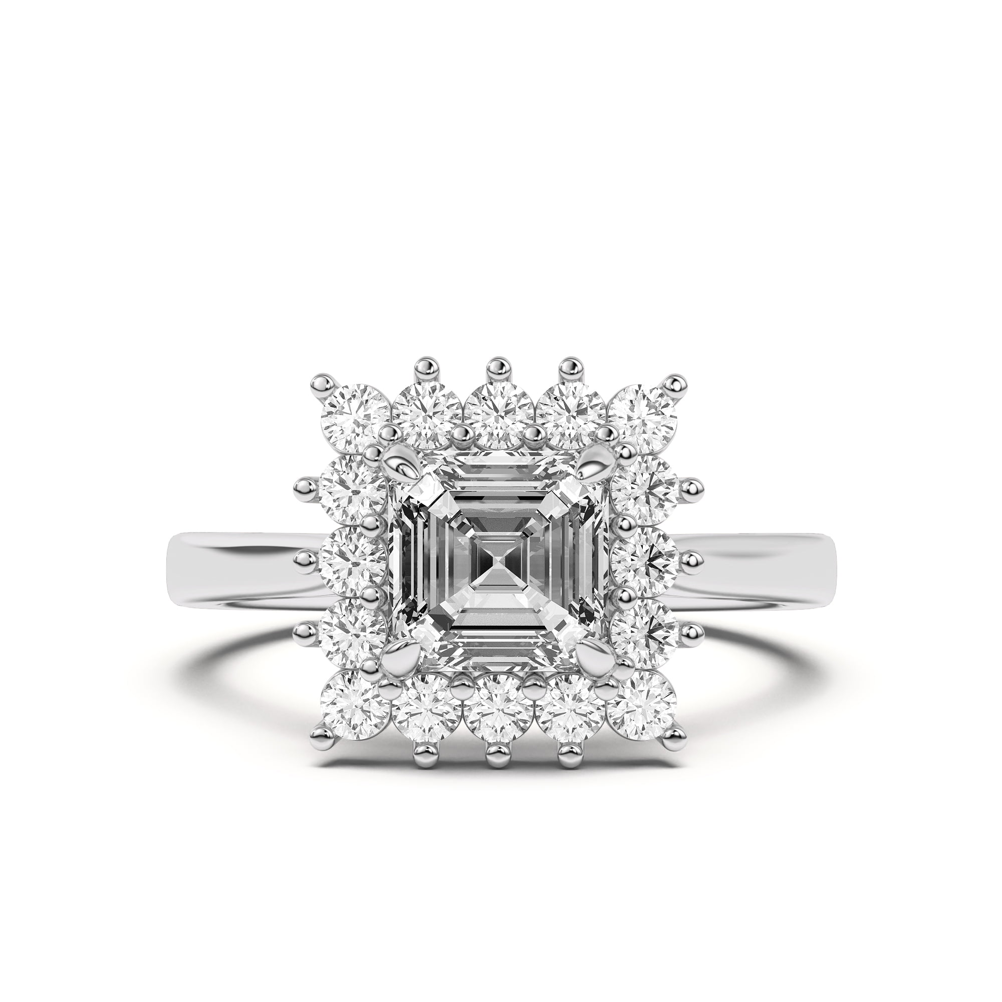 Brig Jewel 1.5 Ct Asscher Cut Moissanite Engagement Ring - 14K White ...