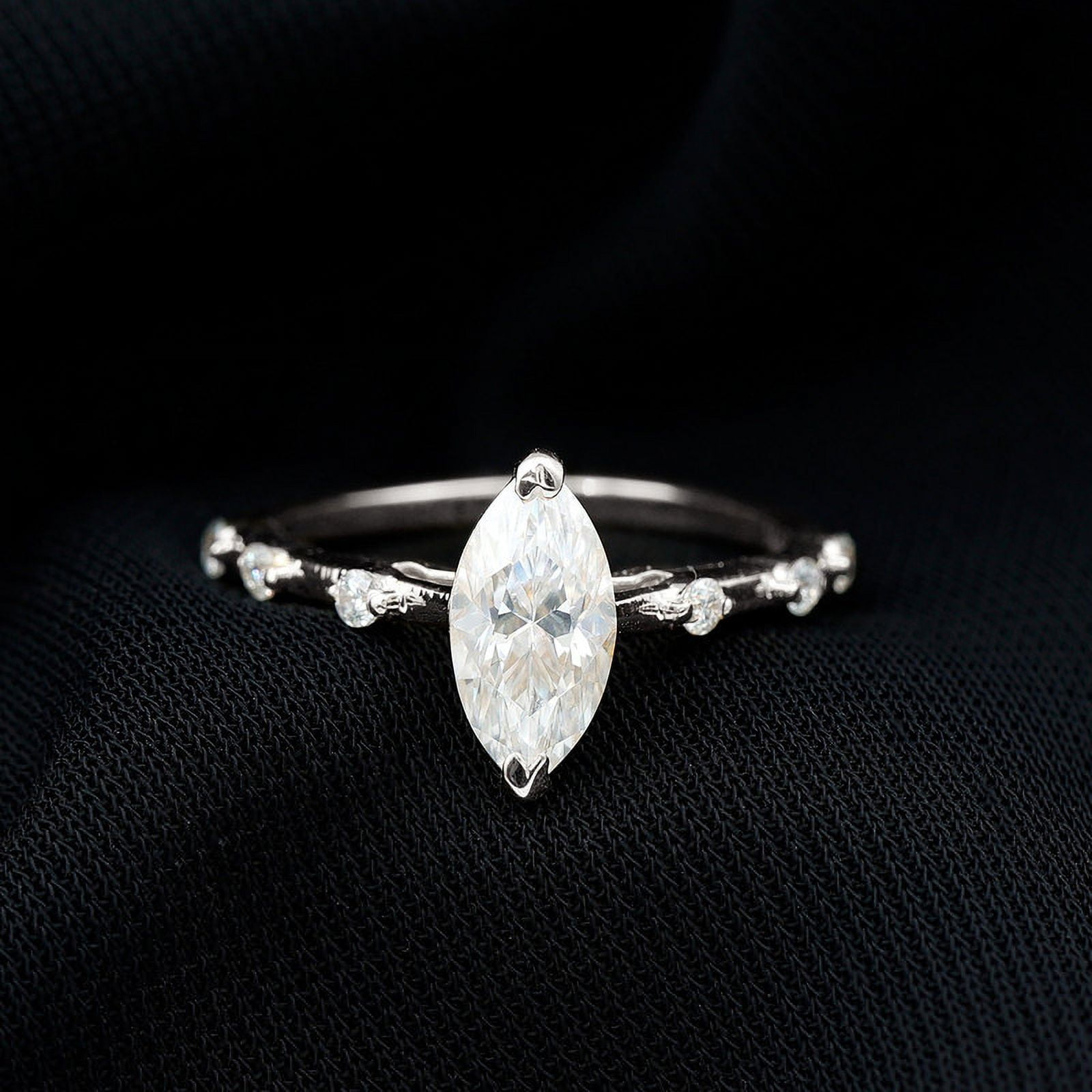 Brig Jewel 1.6 Ct Marquise Cut Diamond Rings - 14K White Gold Plated ...