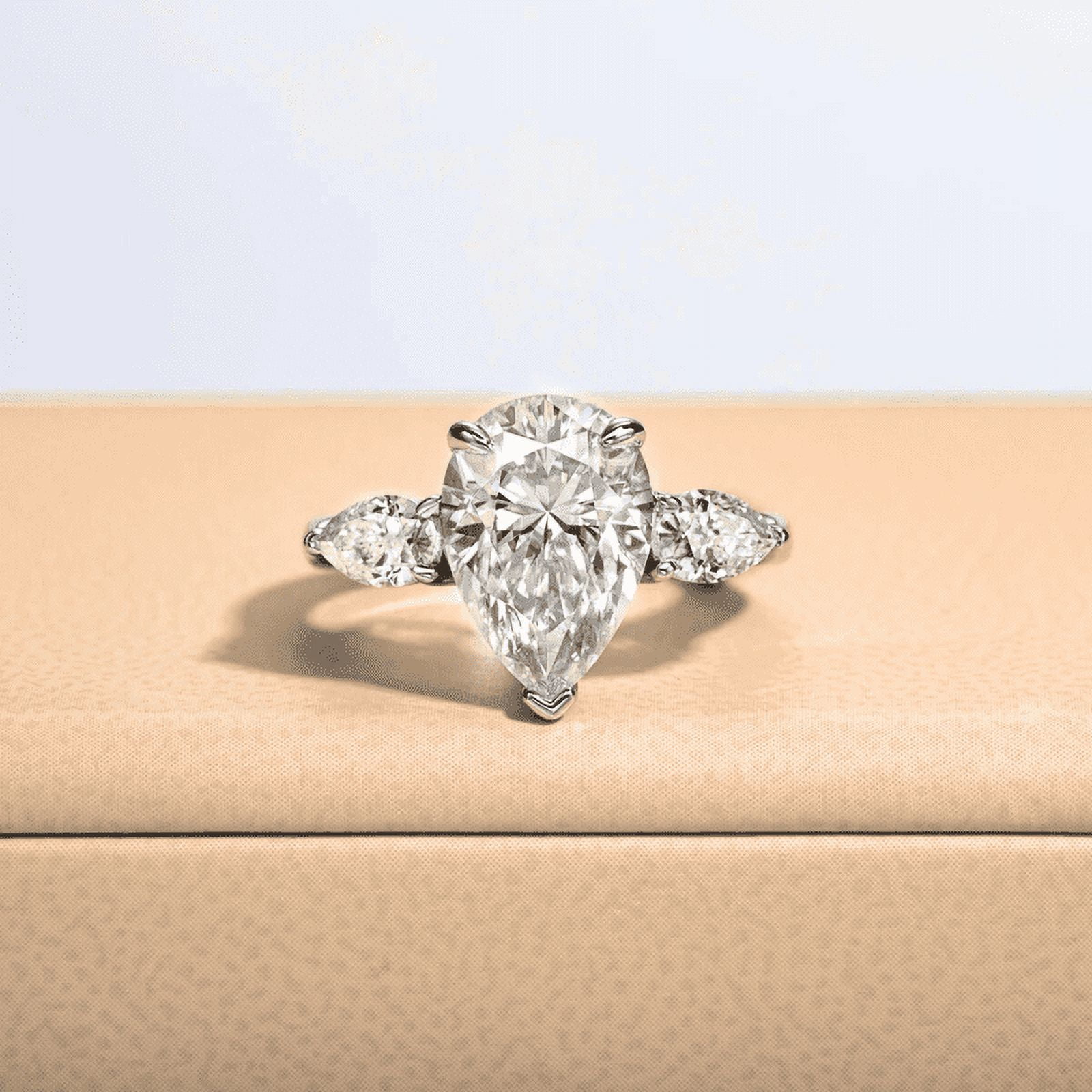 Brig Jewel 1.6 Ct Pear Shape Diamond Ring - 14K White Gold Finish ...