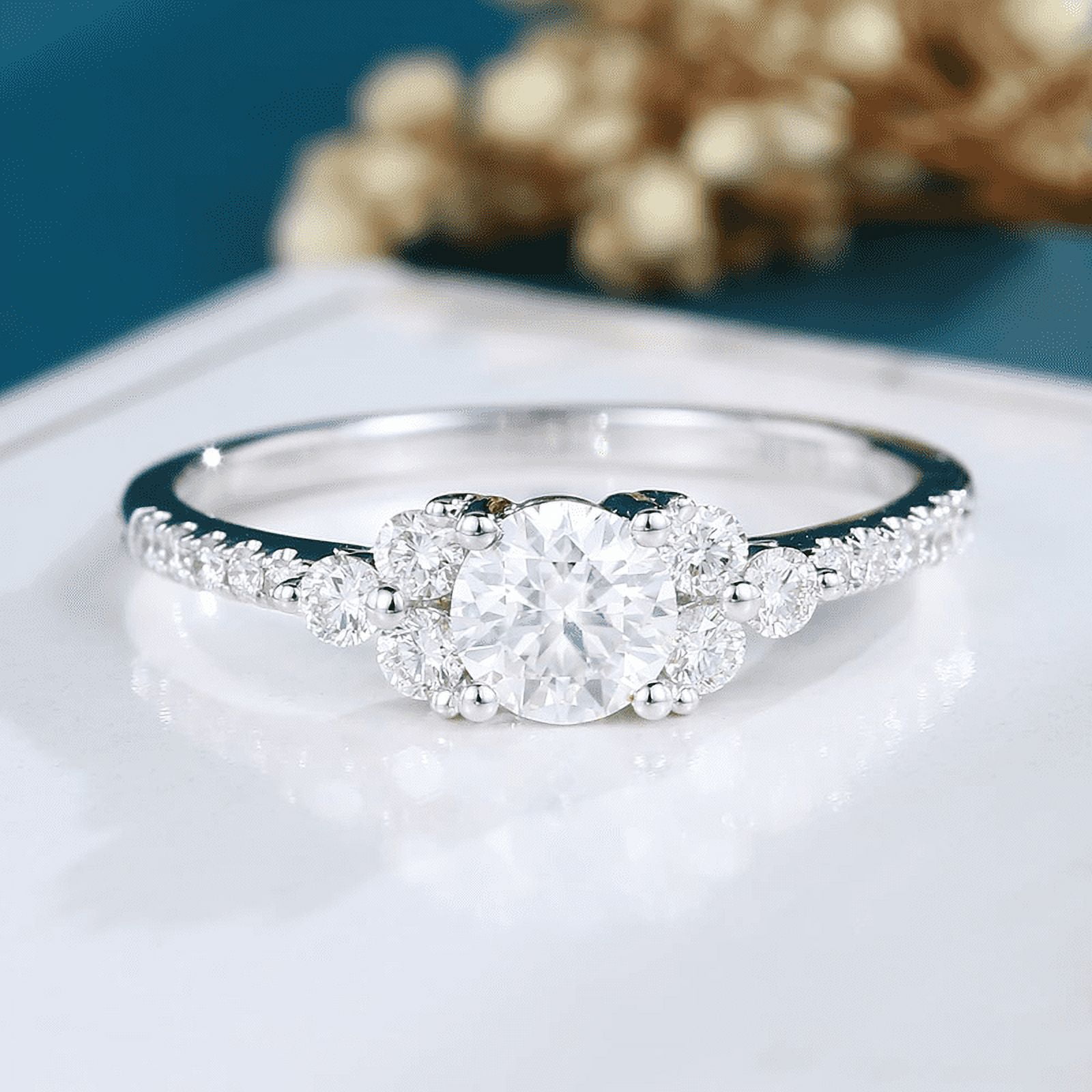 Brig Jewel 1.6 Ct Round Brilliant Cut Diamond Ring for Women - 14K White Gold Plated Ring ...