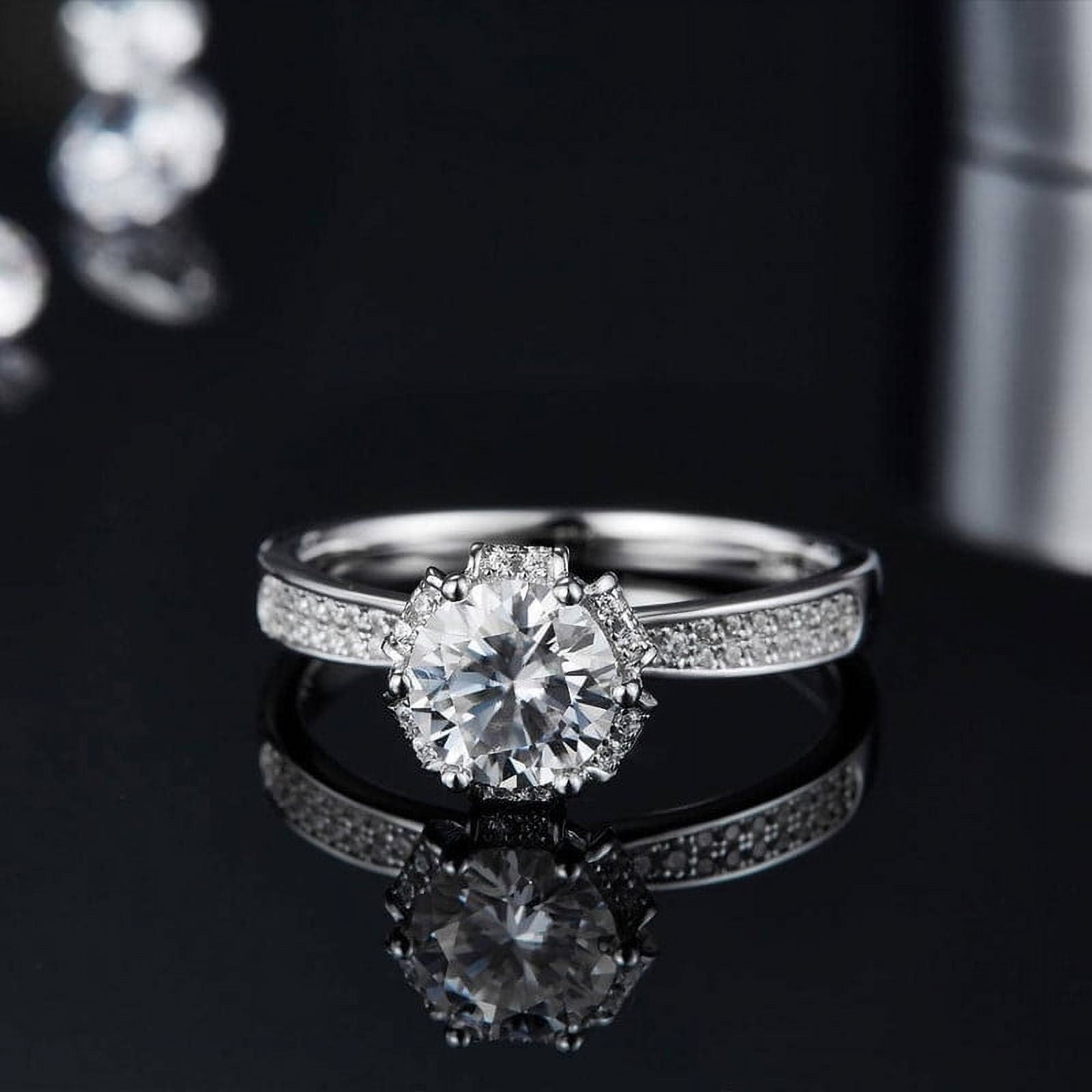 Brig Jewel 1.6 Ct Round Cut Diamond Rings - 14K White Gold Plated ...