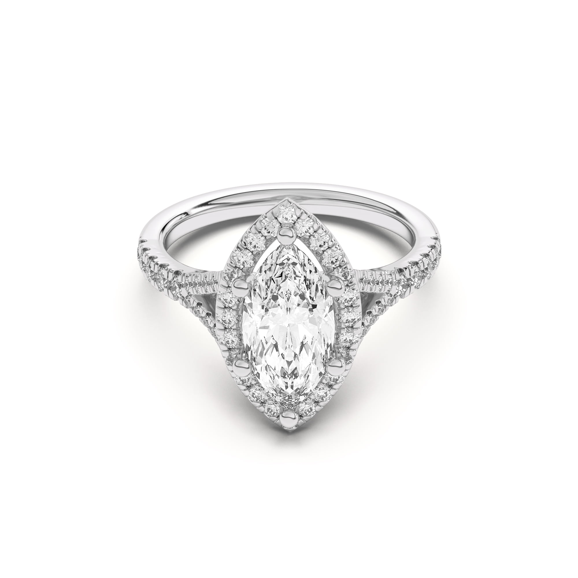 Brig Jewel 1.7 Ct Marquise Cut Moissanite Engagement Ring - 14K White ...
