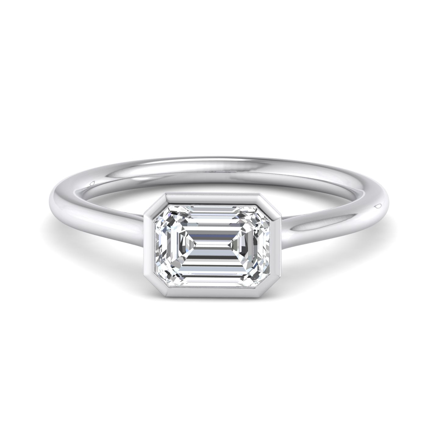 Brig Jewel 1.7 Ct Moissanite Engagement East West Ring - Emerald Cut ...