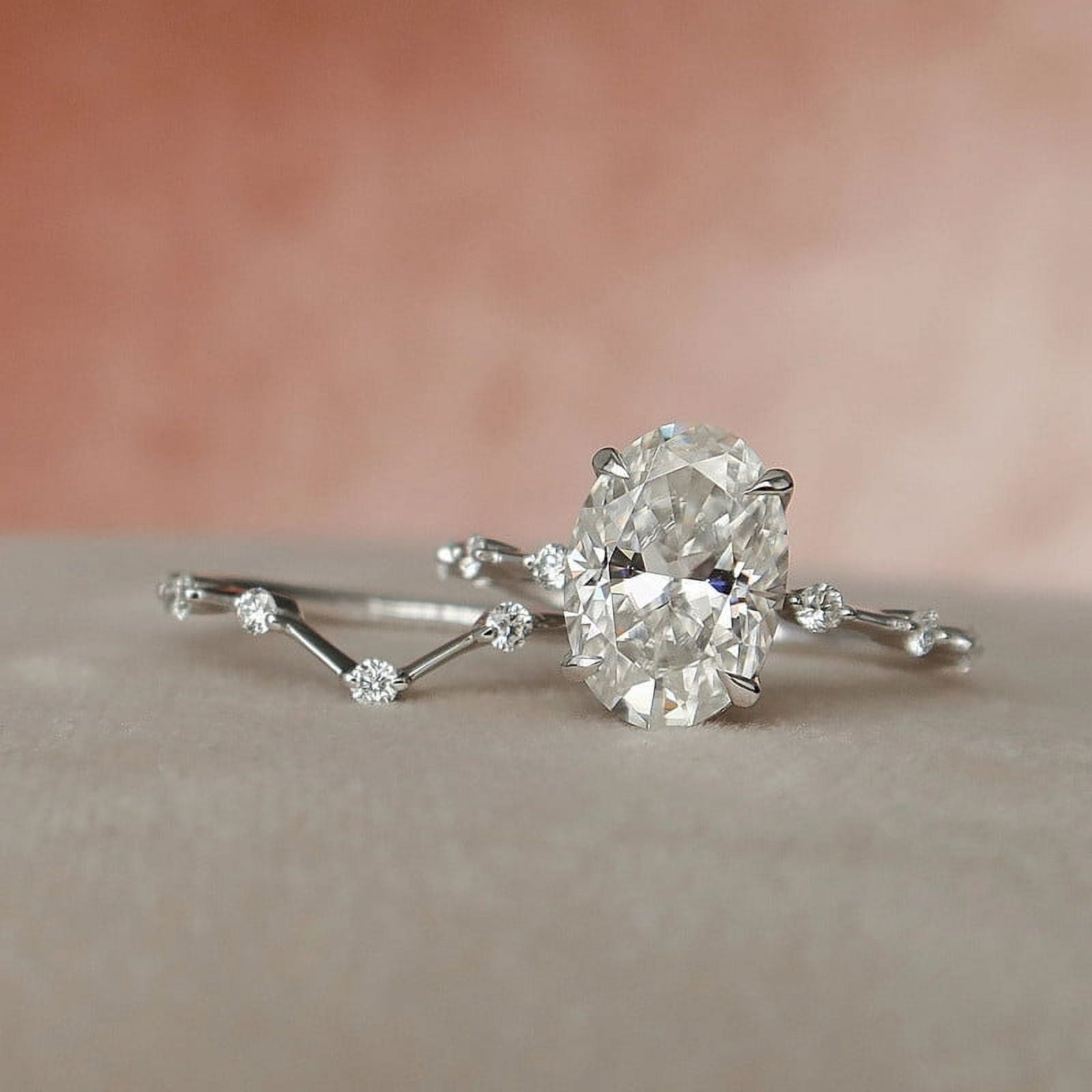 Brig Jewel 1.8 Ct Oval Cut White Diamond Ring - 14K White Gold Plated ...