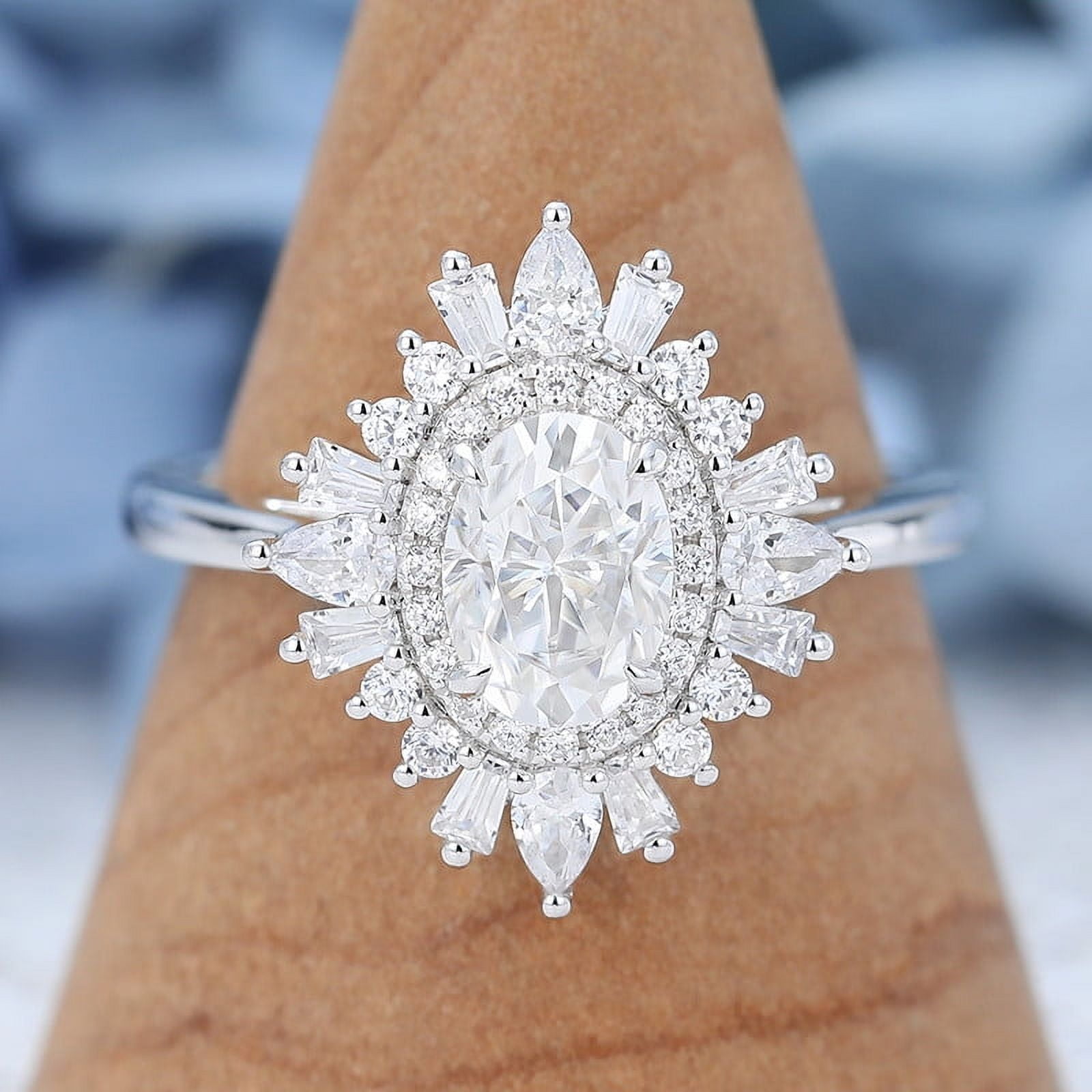 Brig Jewel 1.8 Ct VVS1/D Oval Lab Diamond Ring - 14K White Gold Plated ...