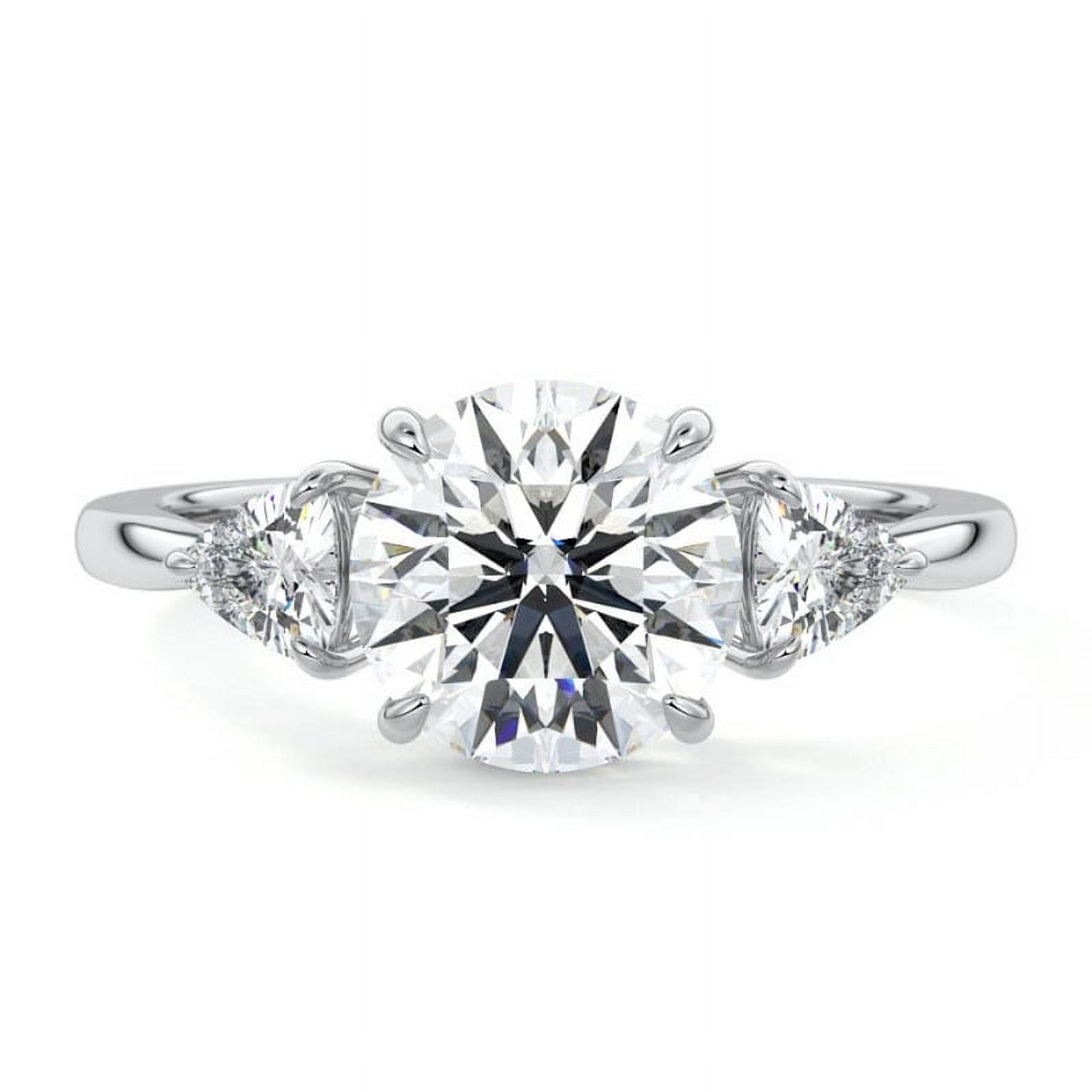 Brig Jewel 14K Silver Ring for Gift - 2 Ct VVS1 Round Cut Diamond Ring ...