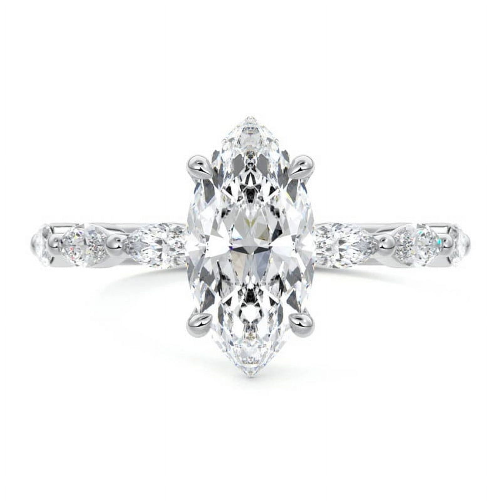 Brig Jewel 14K Silver Ring for Gift - Marquise Cut 2.2 Ct Excellent ...