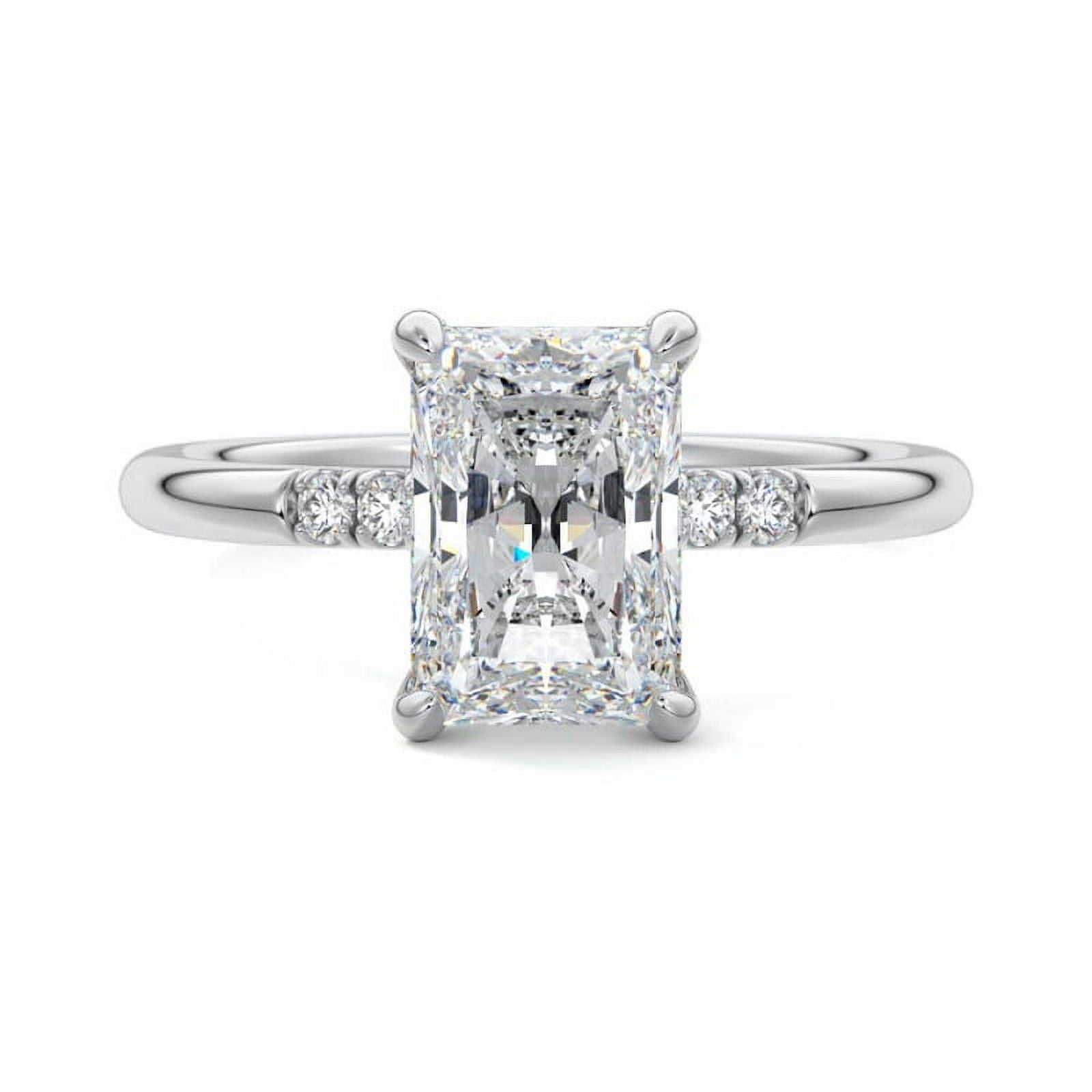 Brig Jewel 14K White Gold Over Birthday Ring - 2 Ct White Radiant Cut ...