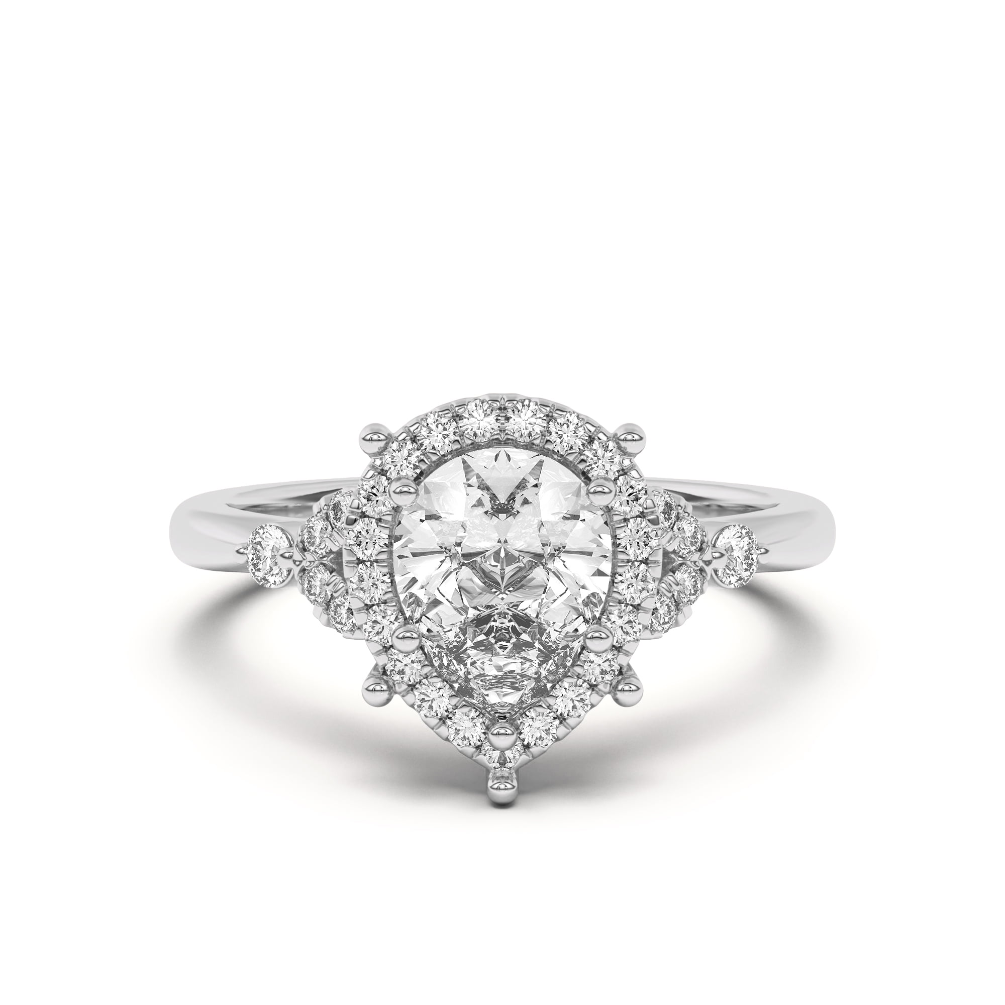 Brig Jewel 14K White Gold Plated 1.4 Ct Moissanite Ring - Stunning Pear ...