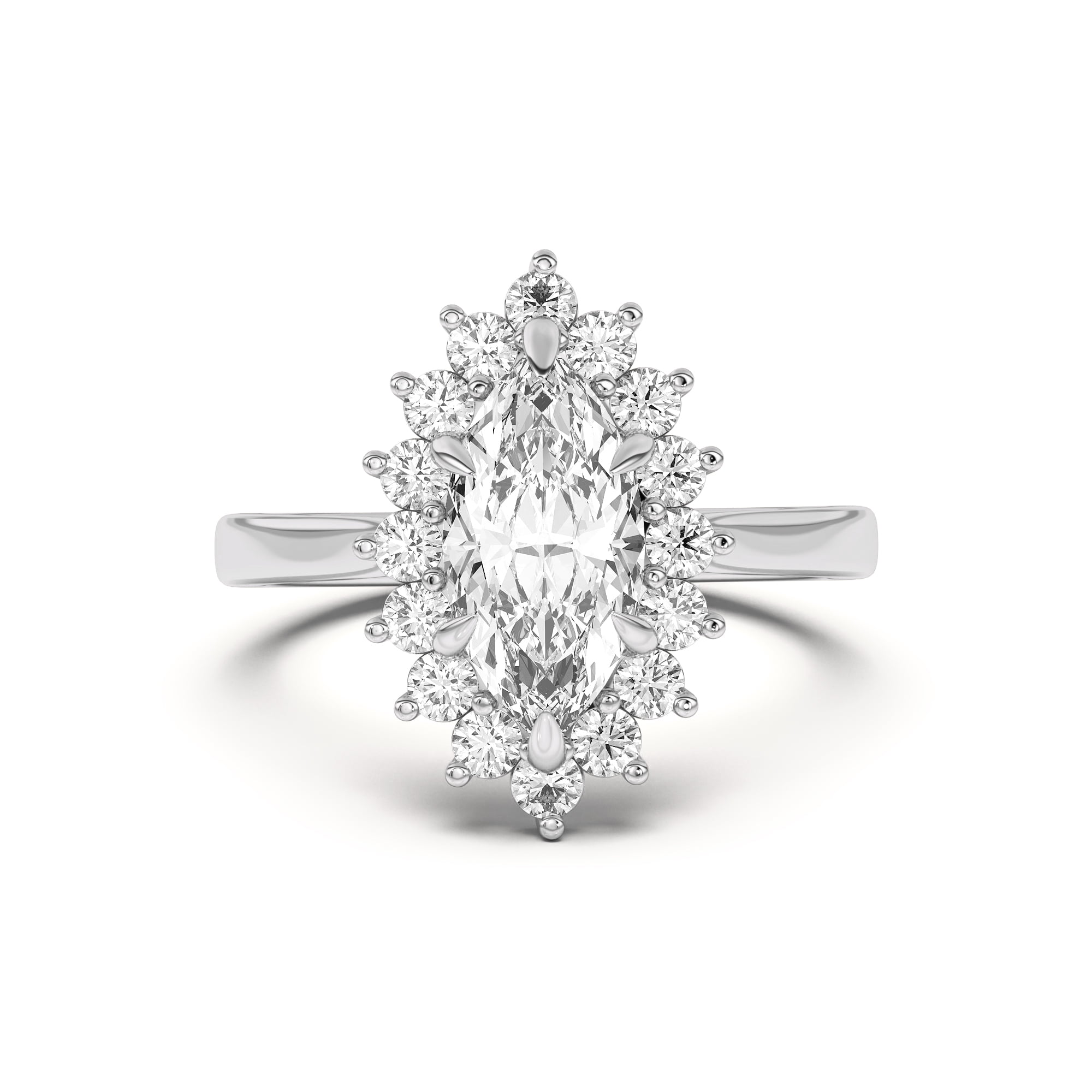 Brig Jewel 14K White Gold Plated 1.7 Ct Engagement Ring - Marquise Cut ...