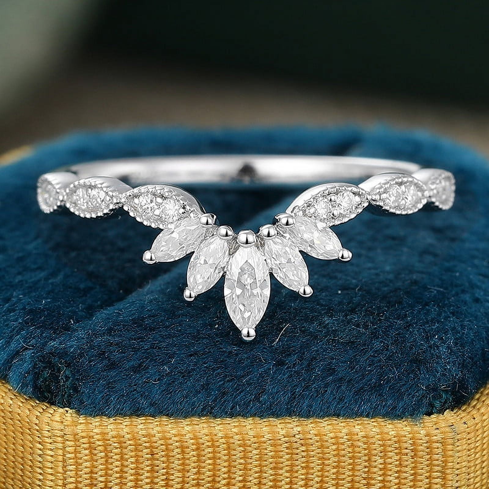 Brig Jewel 14K White Gold Plated Anniversary Ring - 1.5 Ct Marquise Cut ...