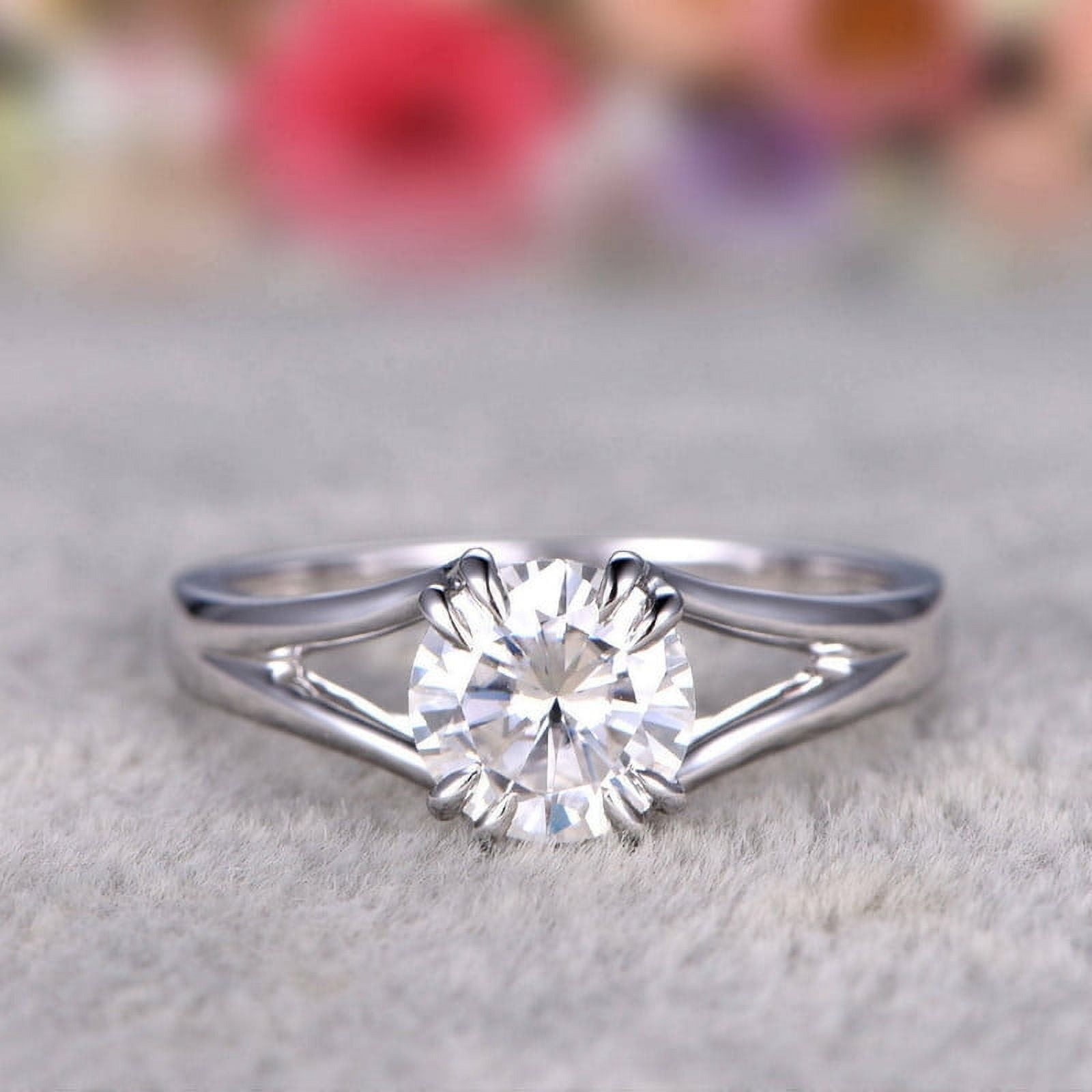 Brig Jewel 14K White Gold Plated Diamond Ring - 1.9 Ct Round 4-Prong ...