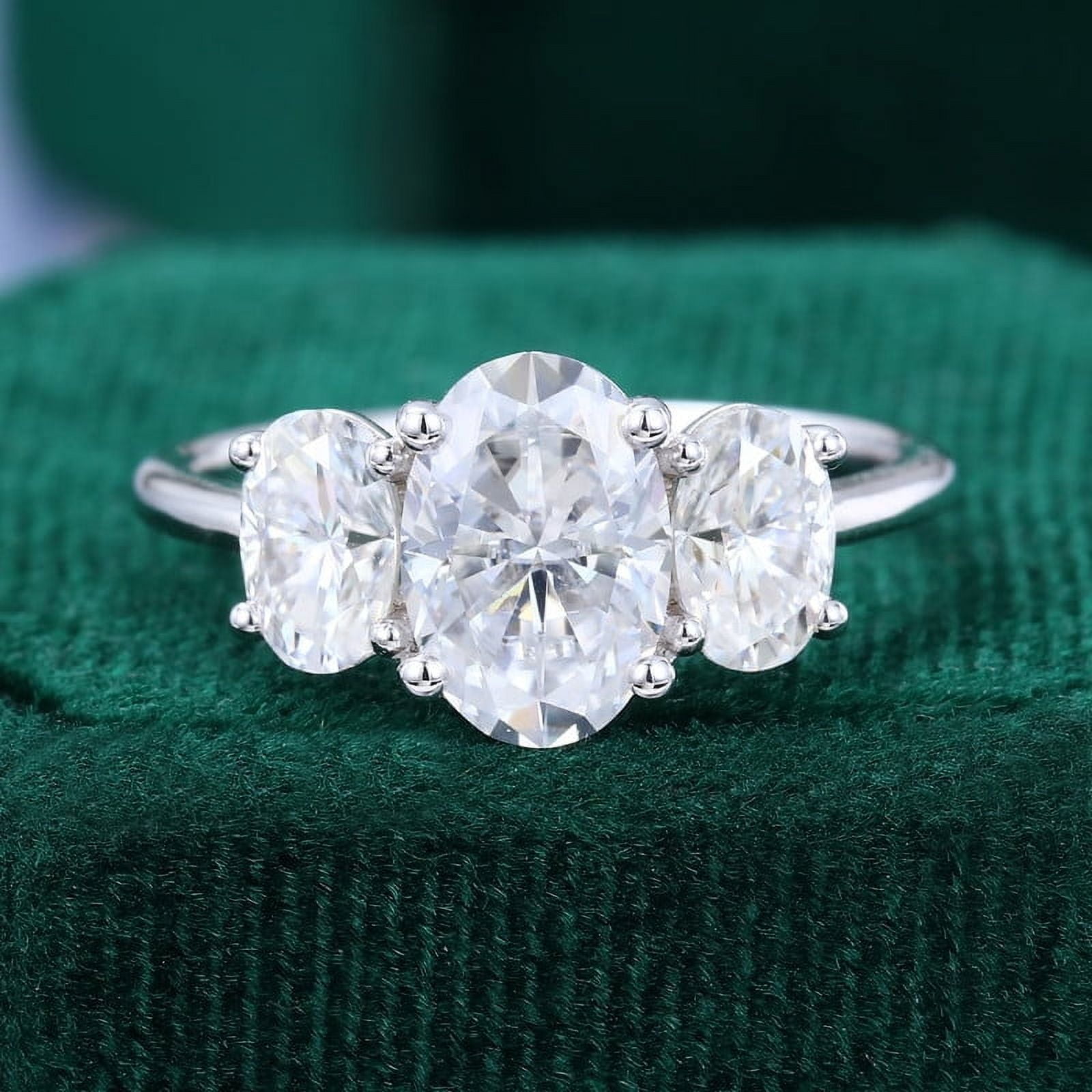 Brig Jewel 14K White Gold Plated Diamond Ring - Oval Cut 2 Ct Excellent Diamond Ring for Women ...