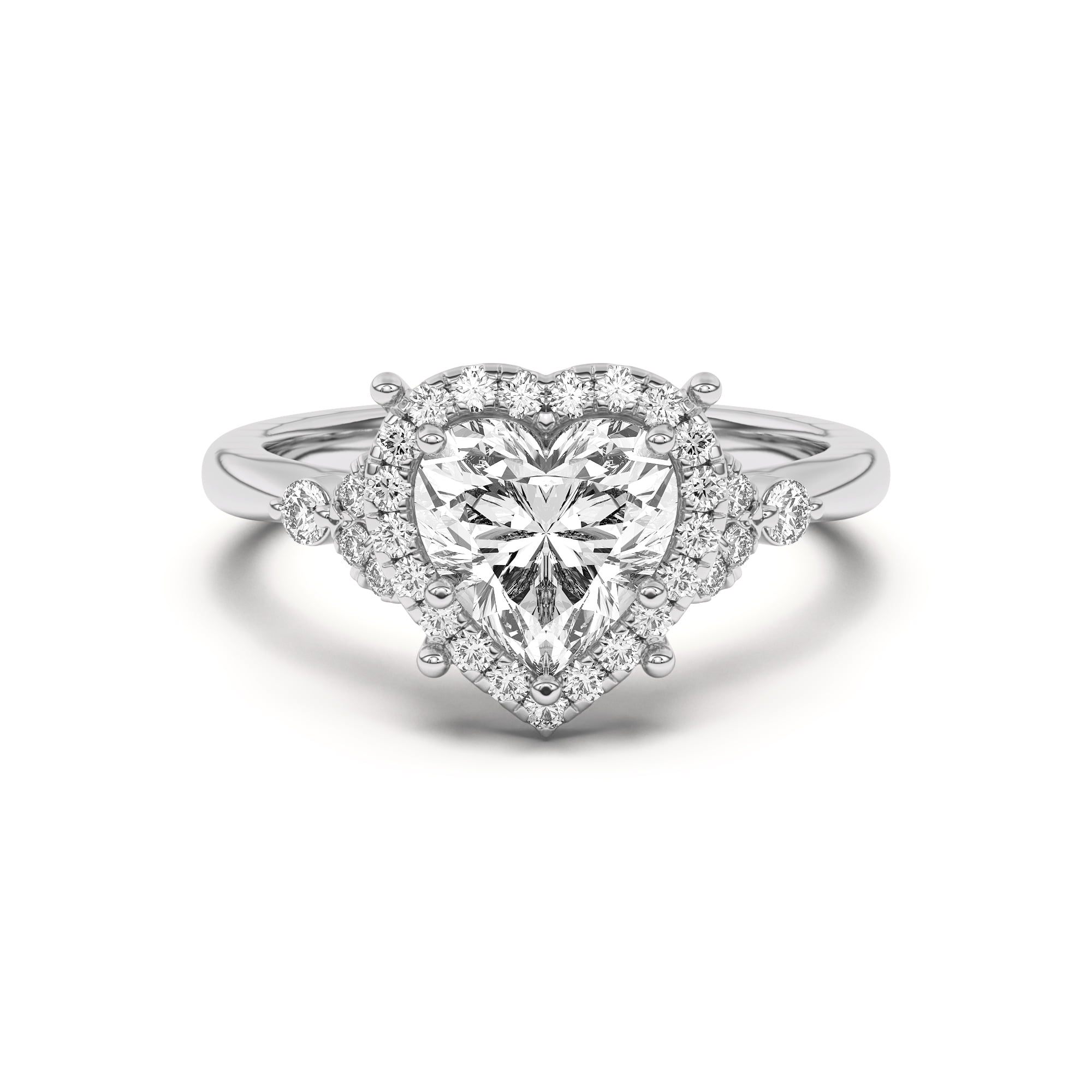Brig Jewel 14K White Gold Plated Ring - 1.5 Ct Heart Cut Moissanite ...