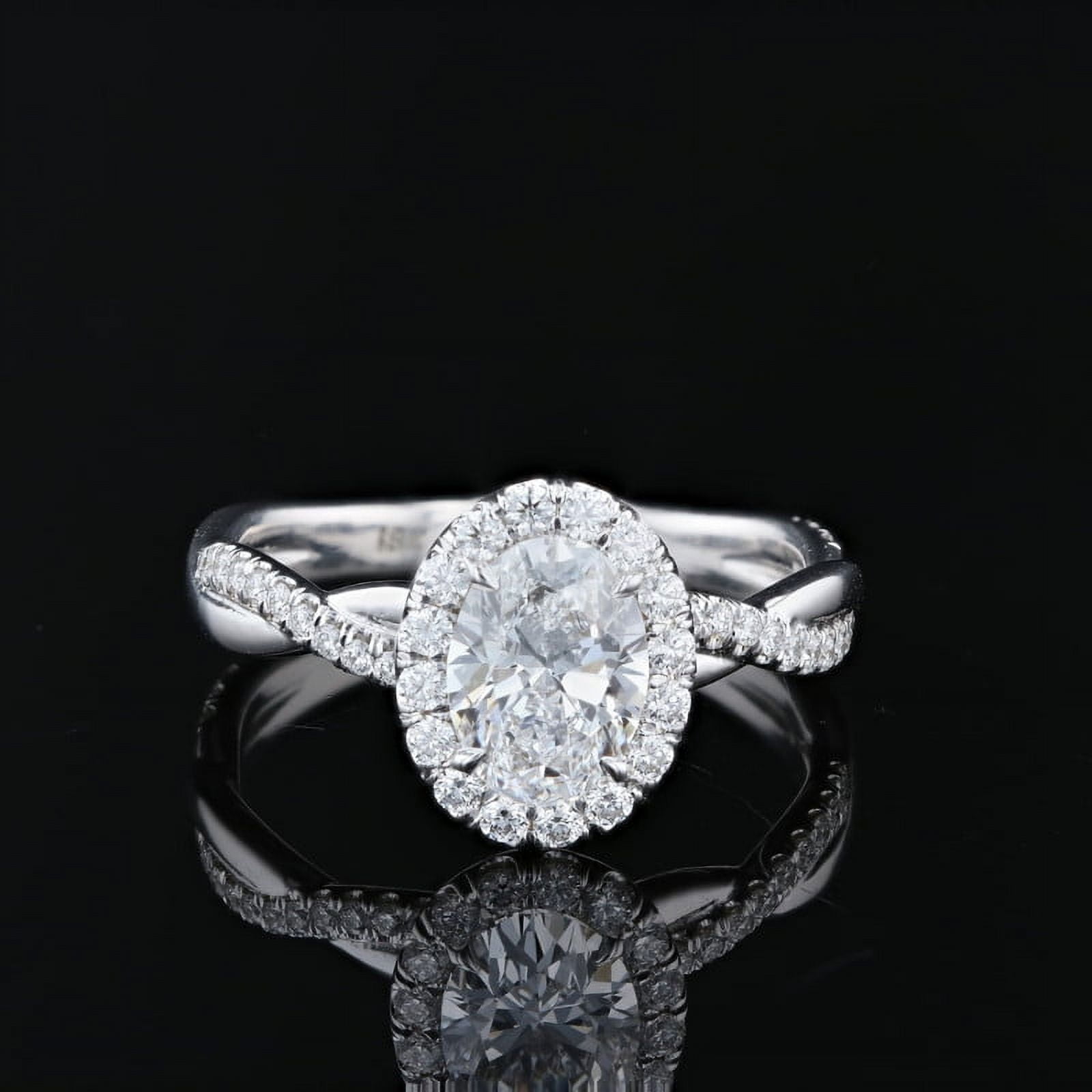 Brig Jewel 14K White Gold Plated Ring - 1.7 Ct Oval Cut Diamond Rings ...