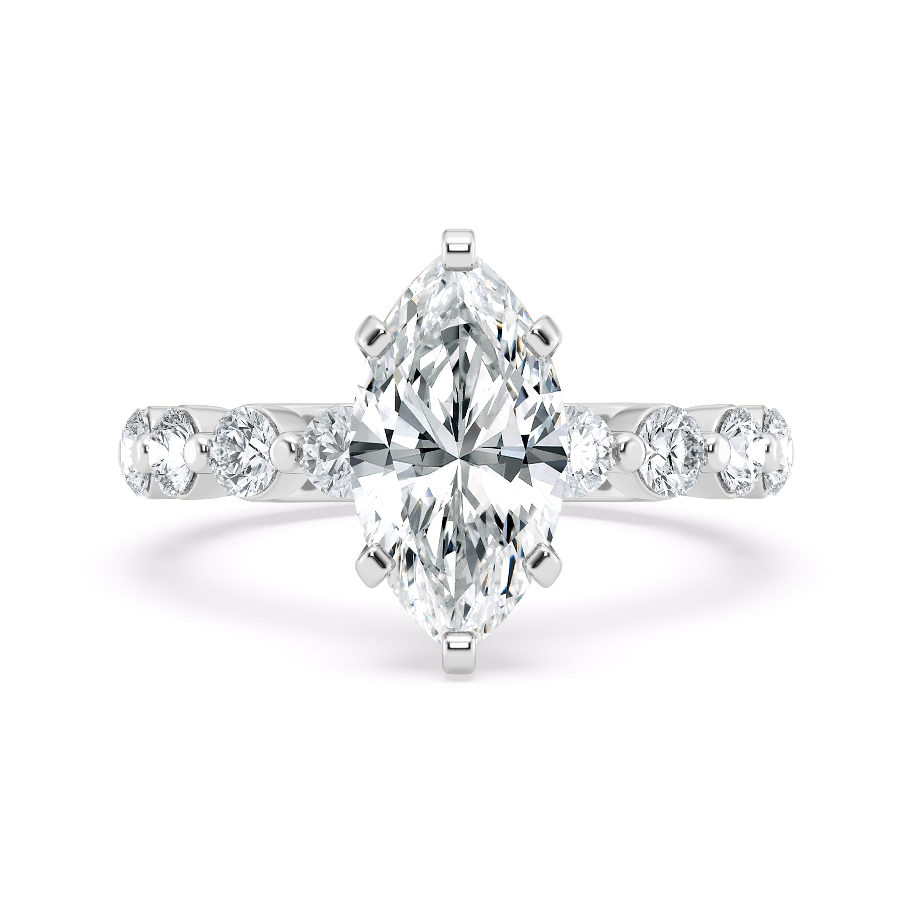 Brig Jewel 14K White Gold Plated Ring - 1.8 Ct Marquise Cut Moissanite ...