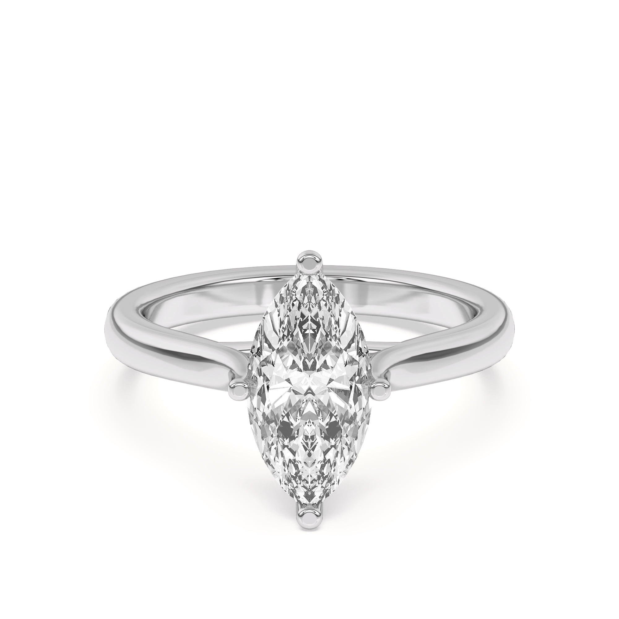 Brig Jewel 14K White Gold Plated Ring - 1.8 Ct Marquise Cut Moissanite ...
