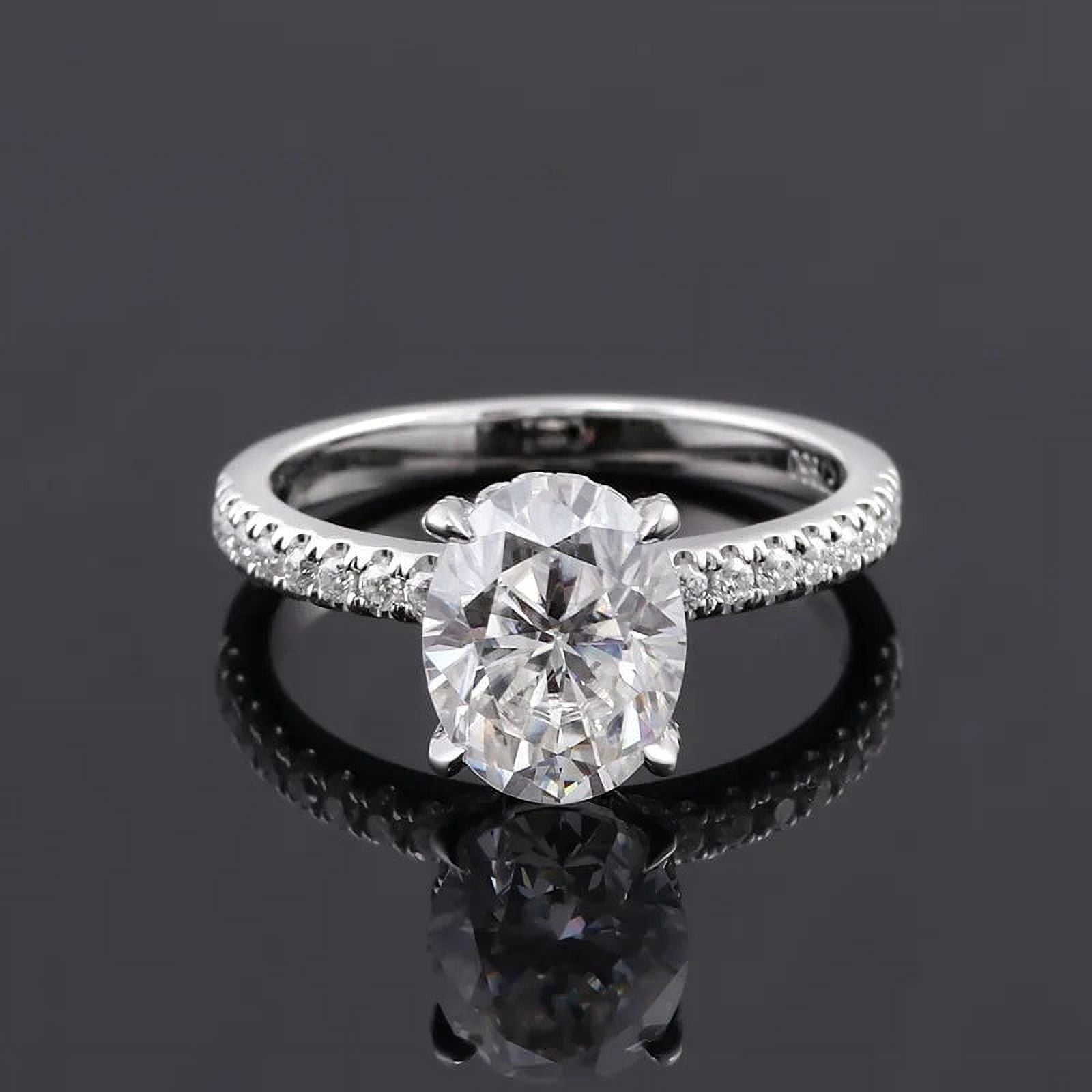 Brig Jewel 14K White Gold Plated Ring - 2 Ct VVS1/D Oval Diamond ...