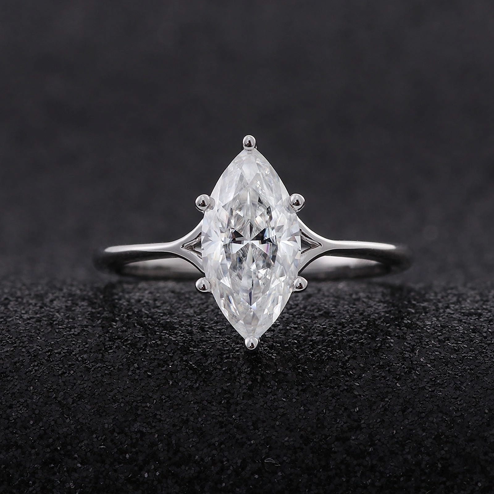 Brig Jewel 14K White Gold Plated Rings - 1.5 Ct Excellent Marquise Cut ...